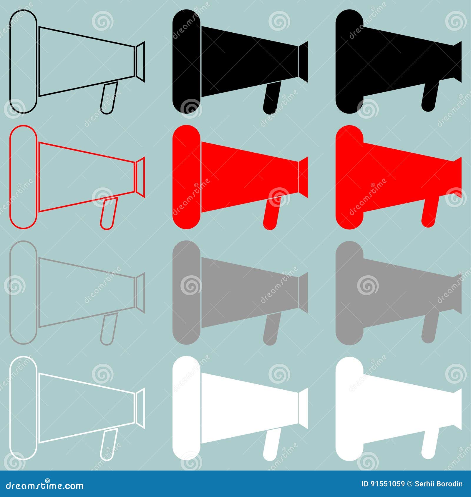 Loud Speaker Black Red Grey White Icon. Stock Vector - Illustration of ...