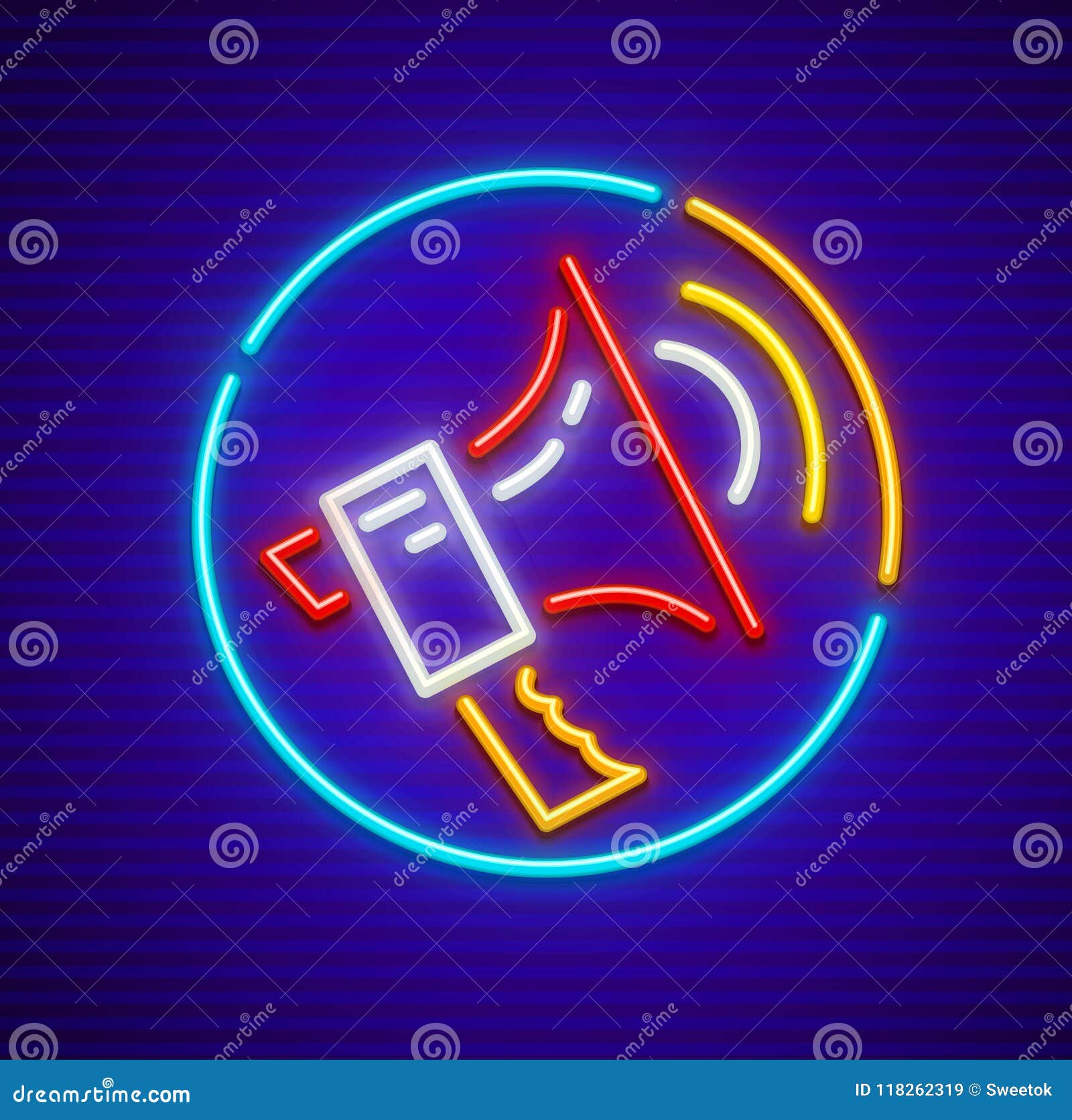 Loud-speaker Neon Icon Vector Illustration, Eps10 Stock Vector ...