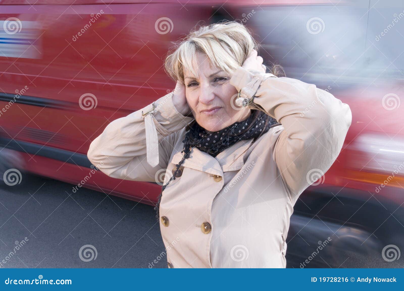 Loud traffic and woman stock photo. Image of negative - 19728216