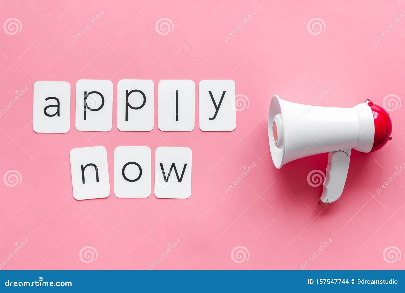 Loudspeaker and Apply Now Text for Announcement on Pink Background Top ...