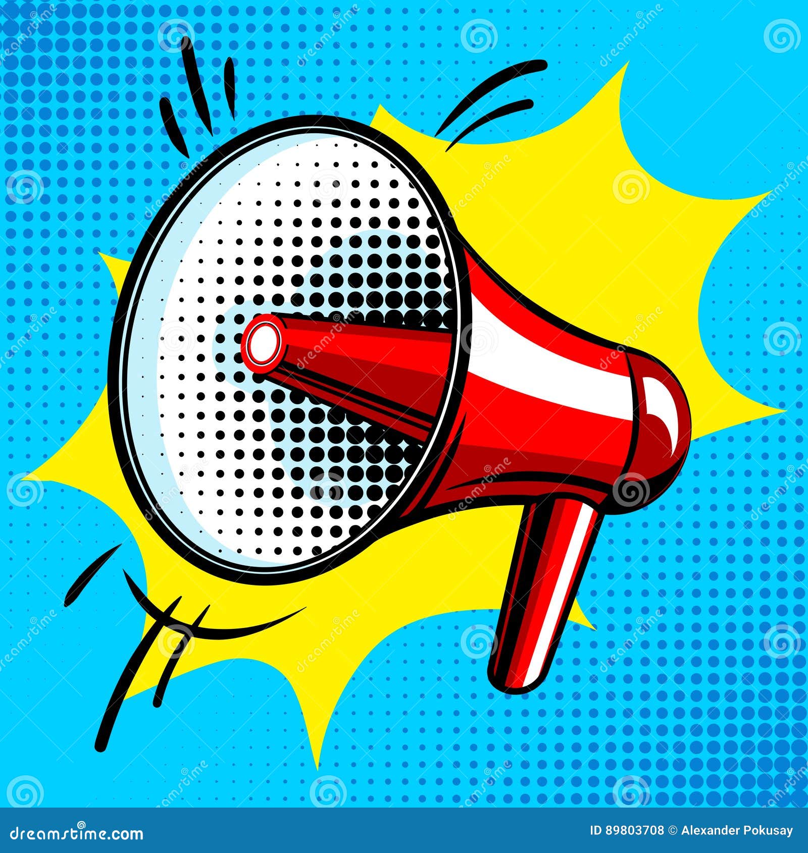 Loudspeaker Comic Book Pop Art Retro Style Megaphone Seamless Pattern ...