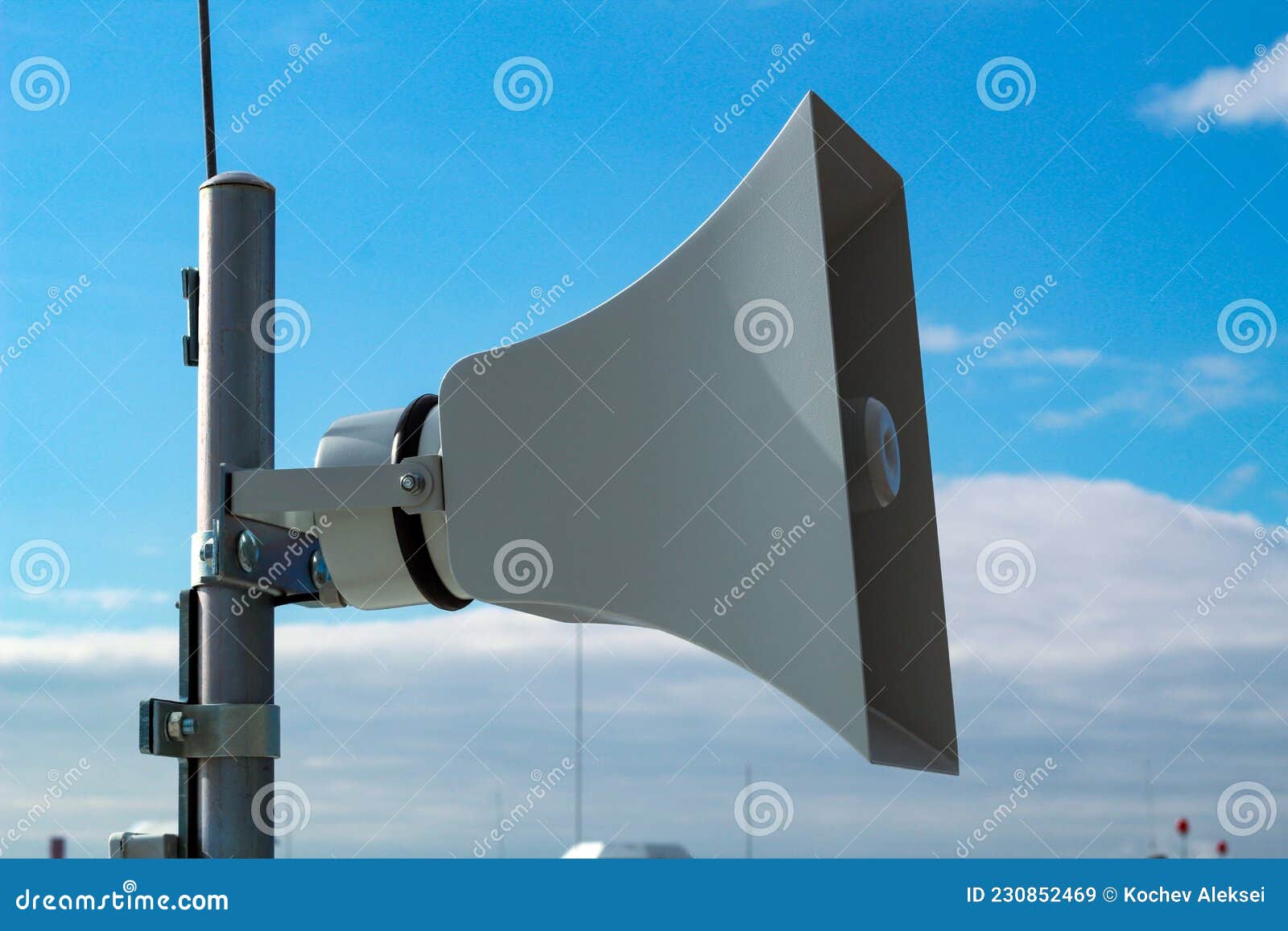 Loudspeaker of the Emergency Warning System Against the Background of a ...