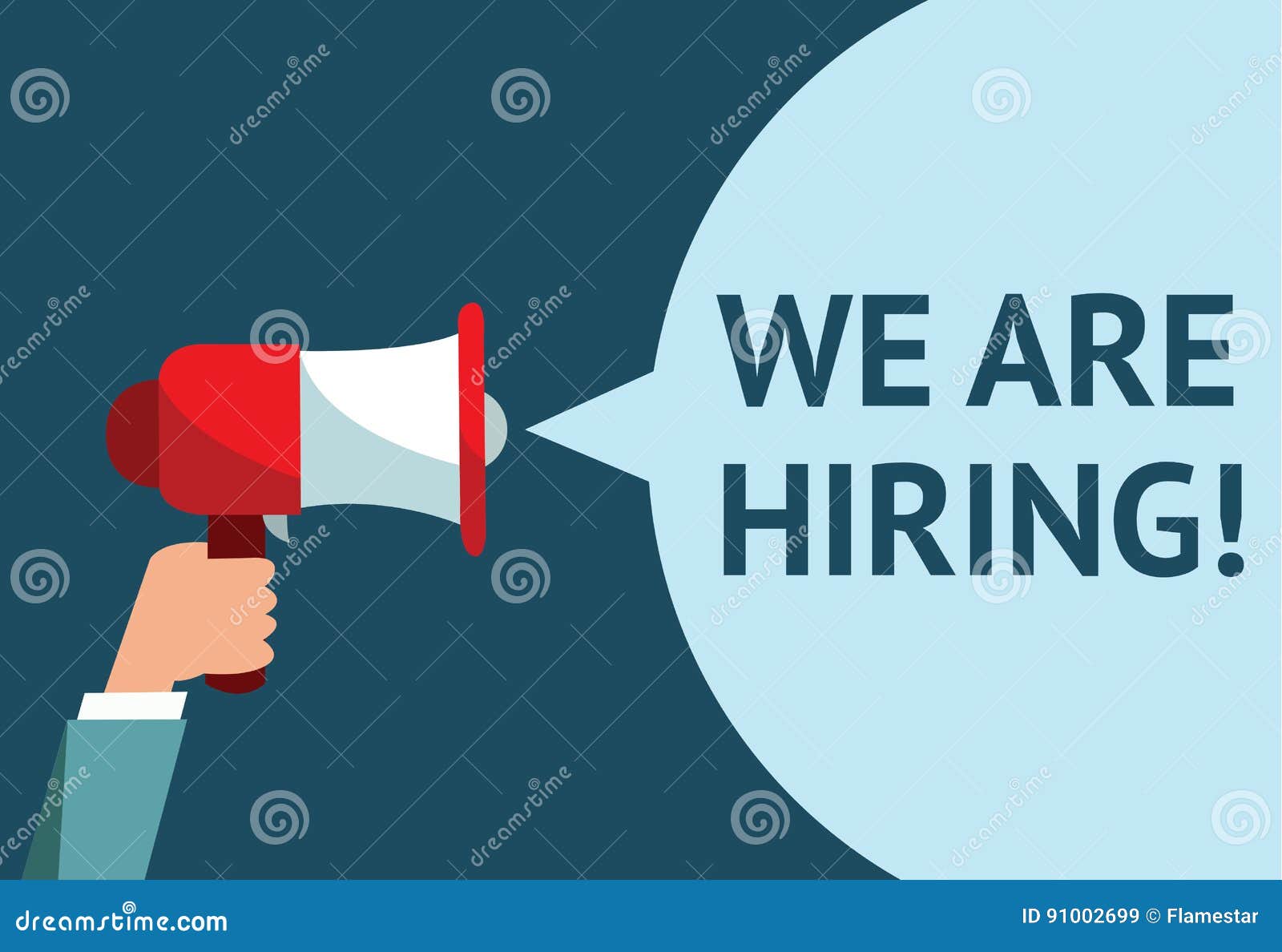 Loudspeaker with we are Hiring Text Bubble. Vector Flat Design I Stock ...