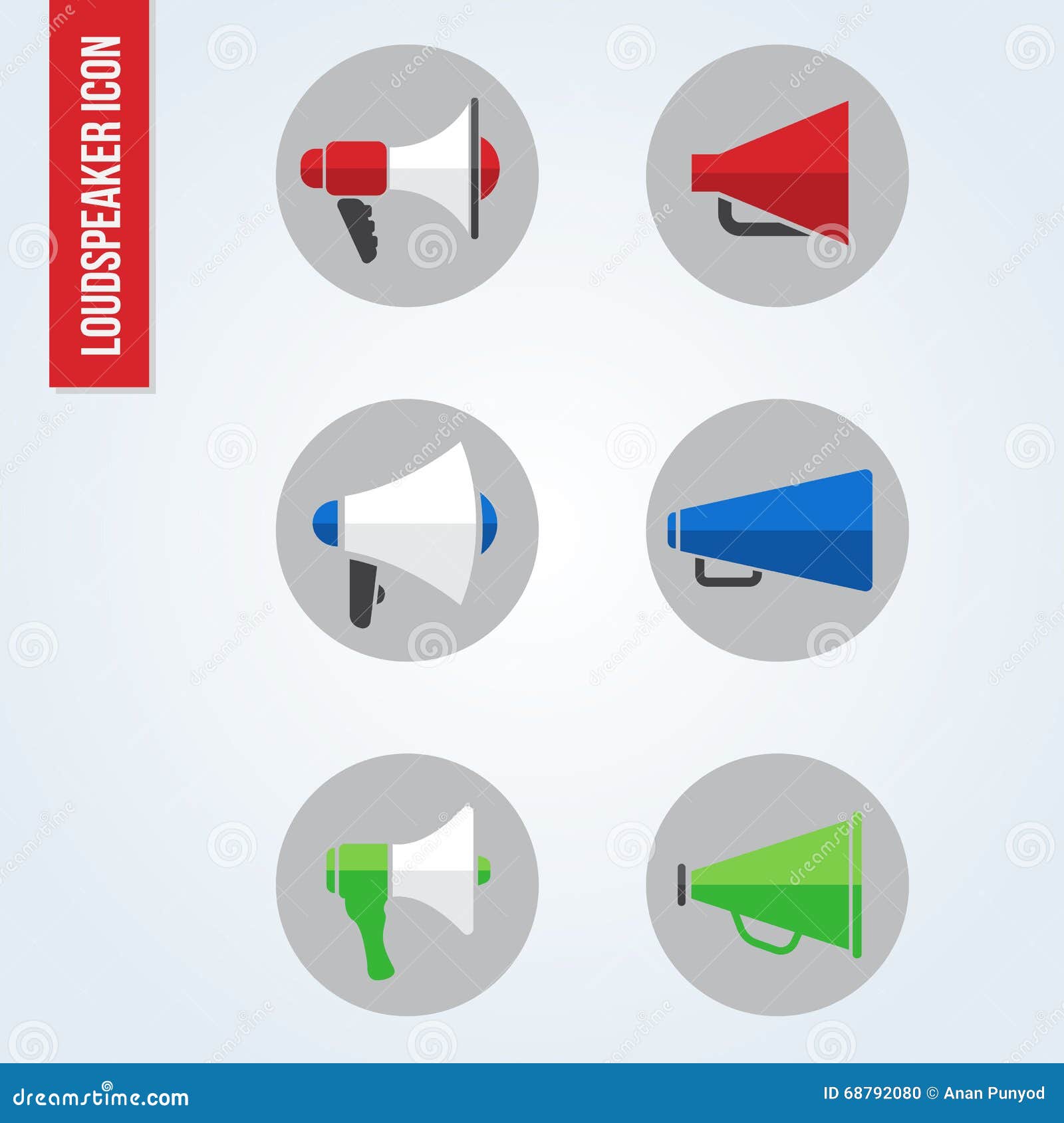 Loudspeaker Icon (red Blue and Green Tone) Vector Set Design Stock ...