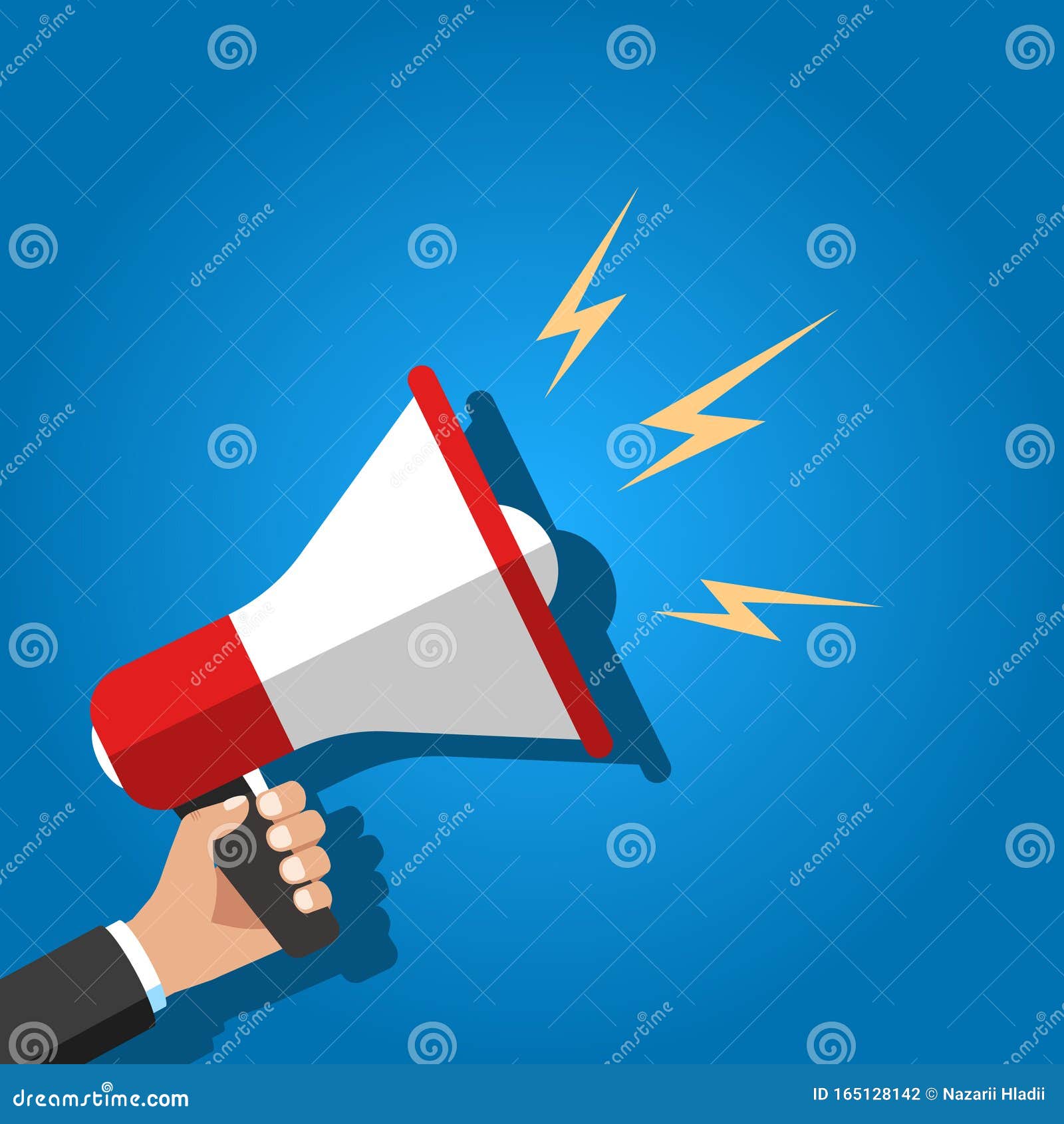 Loudspeaker in a Mans Hand. Alert, Announcement. Vector Illustration ... Loudspeaker in a Mans Hand. Alert, Announcement. Vector Illustration ...