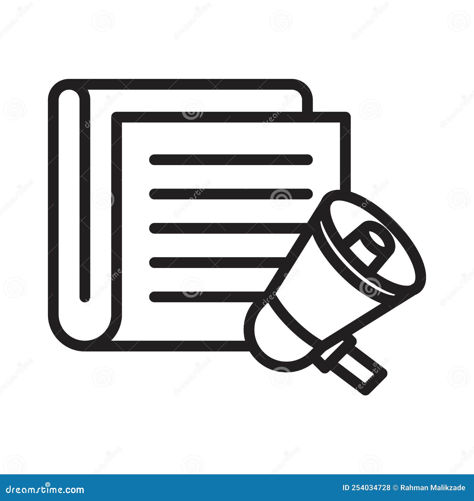 Loudspeaker or Megaphone Outline Icon. Megaphone Announcement Vector ...