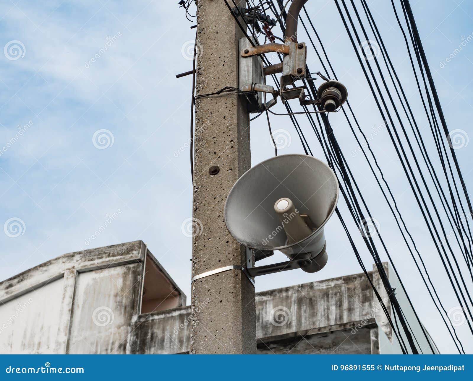 Loudspeaker on Pole stock image. Image of loud, communication - 96891555
