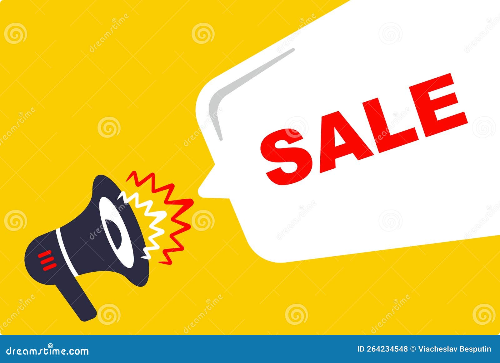 Loudspeaker Poster with White Bubble Saying Sale. Stock Vector ...