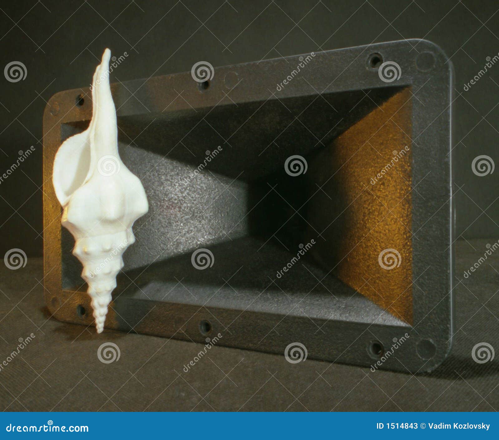 Loudspeaker and seashell stock image. Image of metal, speaker - 1514843