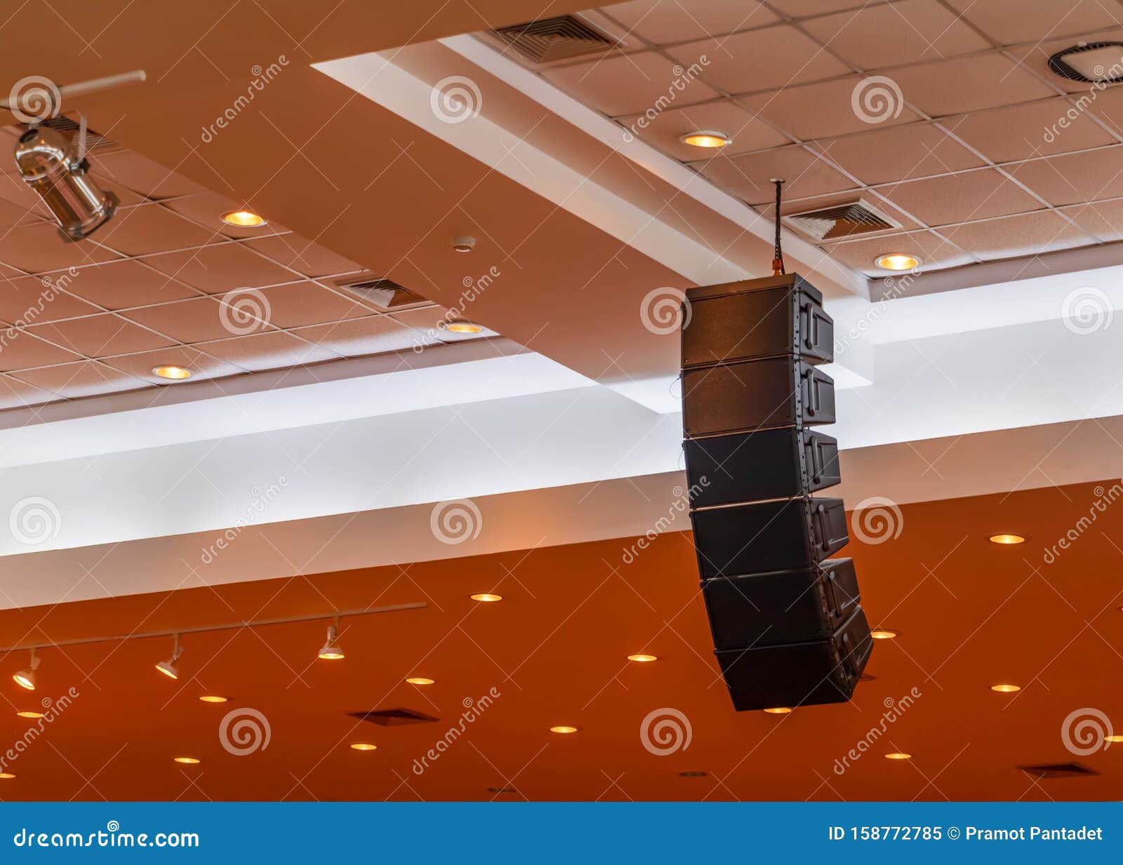 Loudspeaker Sound System Hang Ceiling in Meeting Room Stock Image ...