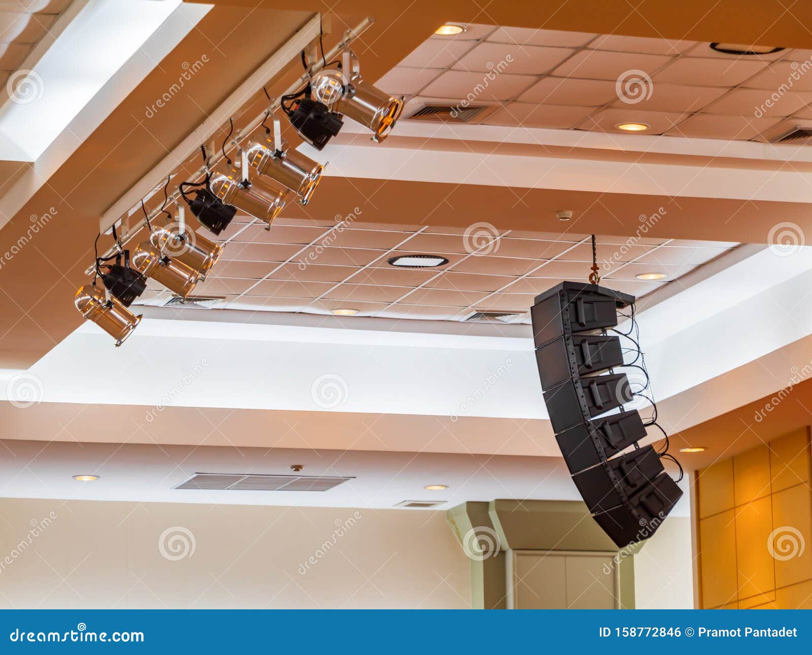 Loudspeaker Sound System Hang Ceiling in Meeting Room Stock Photo ...