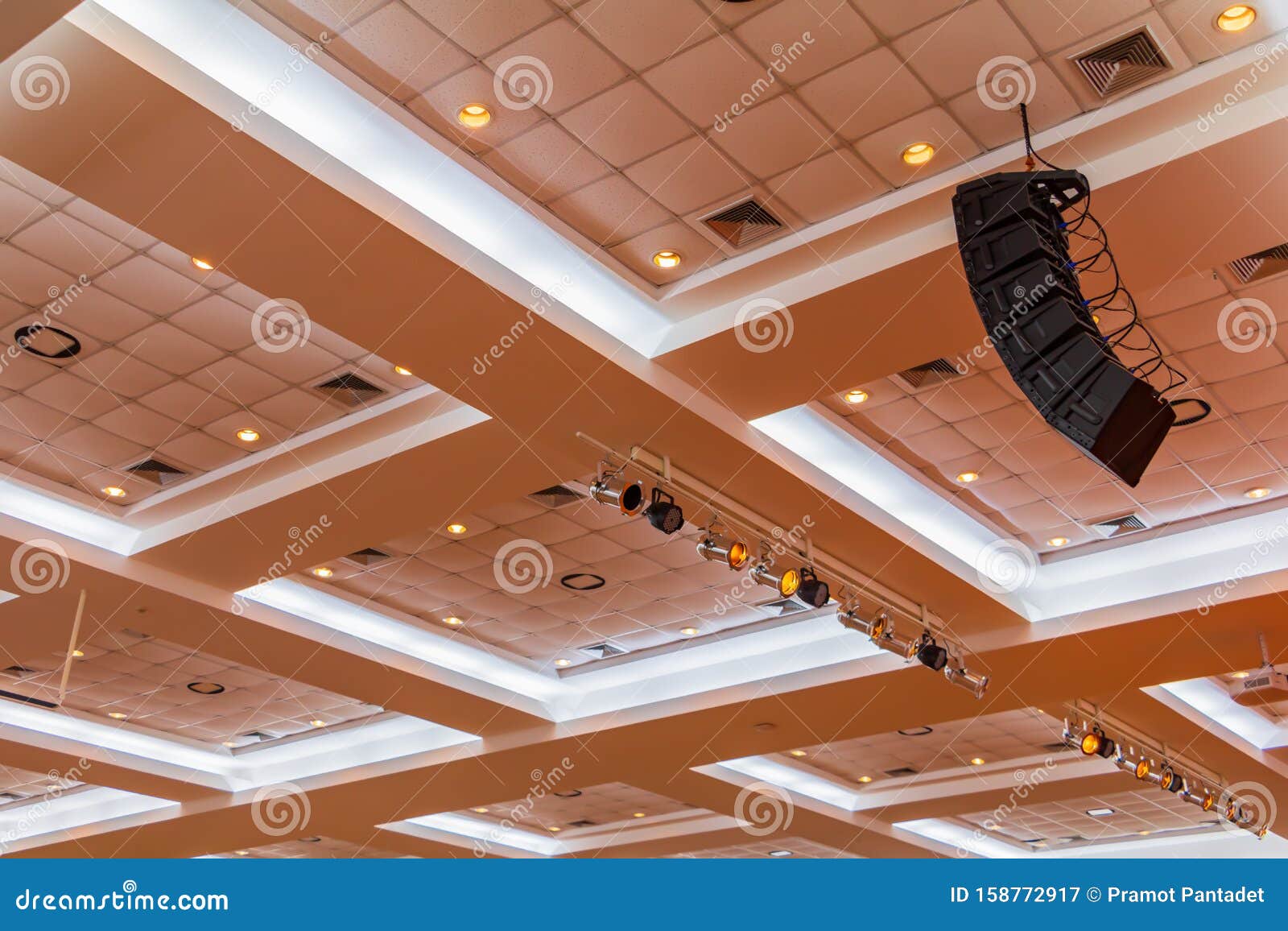 Loudspeaker Sound System Hang Ceiling in Meeting Room Stock Image ...