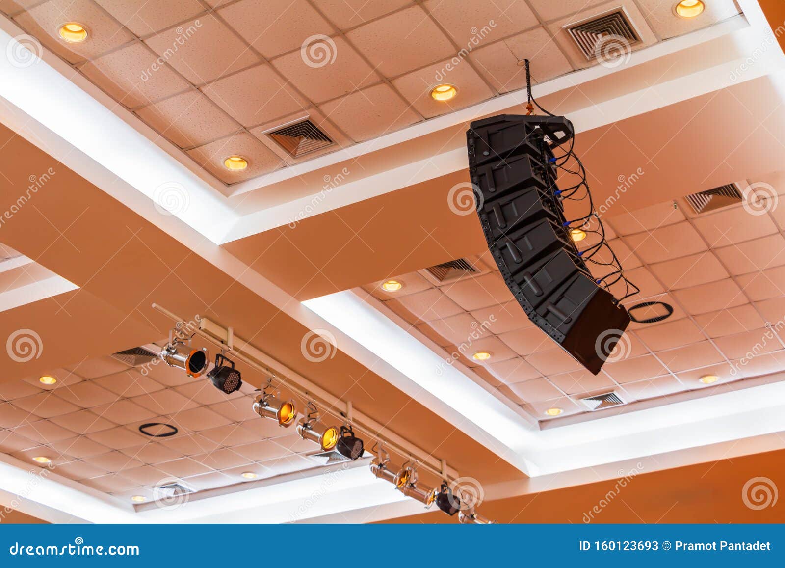 Loudspeaker Sound System Hang Ceiling in Meeting Room Stock Image ...