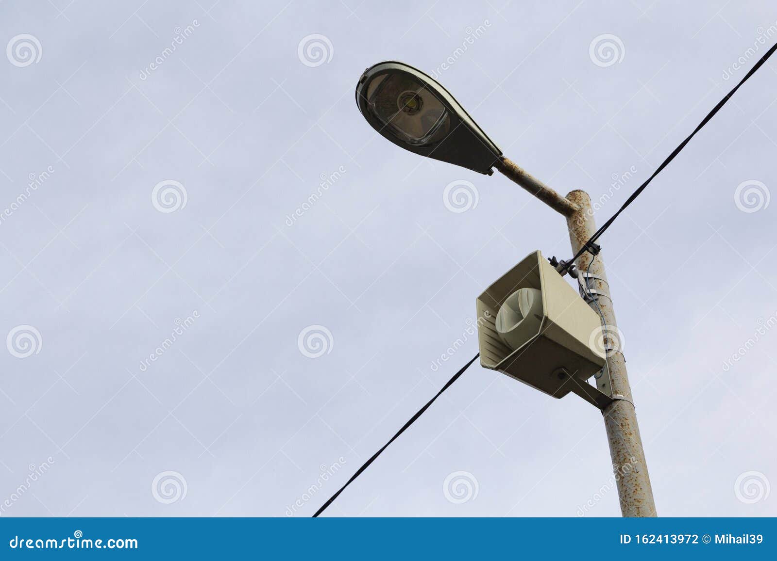 A Loudspeaker on a Street Lamp Post. the Alarm Notification Stock Photo ...