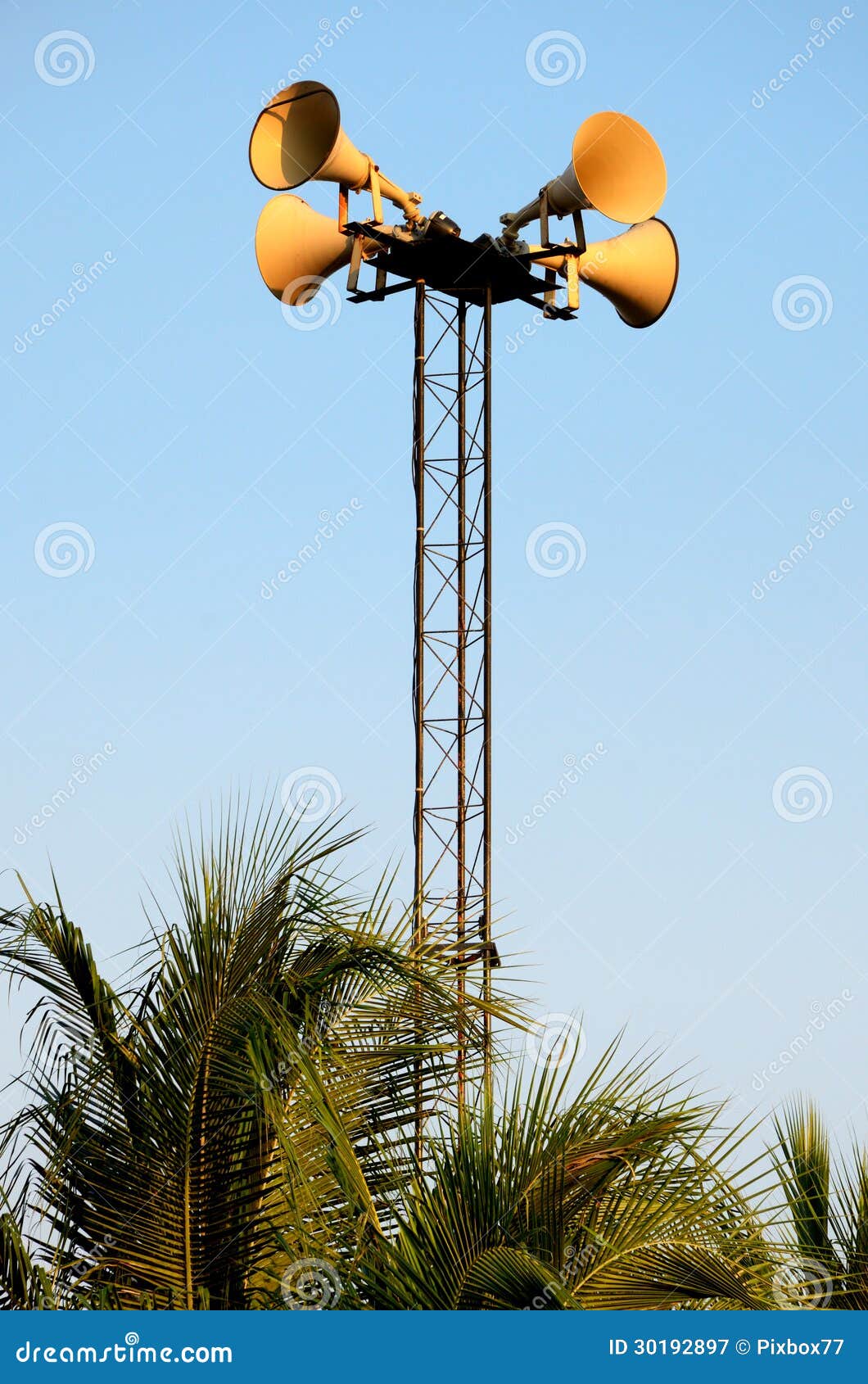 Loudspeaker on top of pole stock image. Image of concept - 30192897