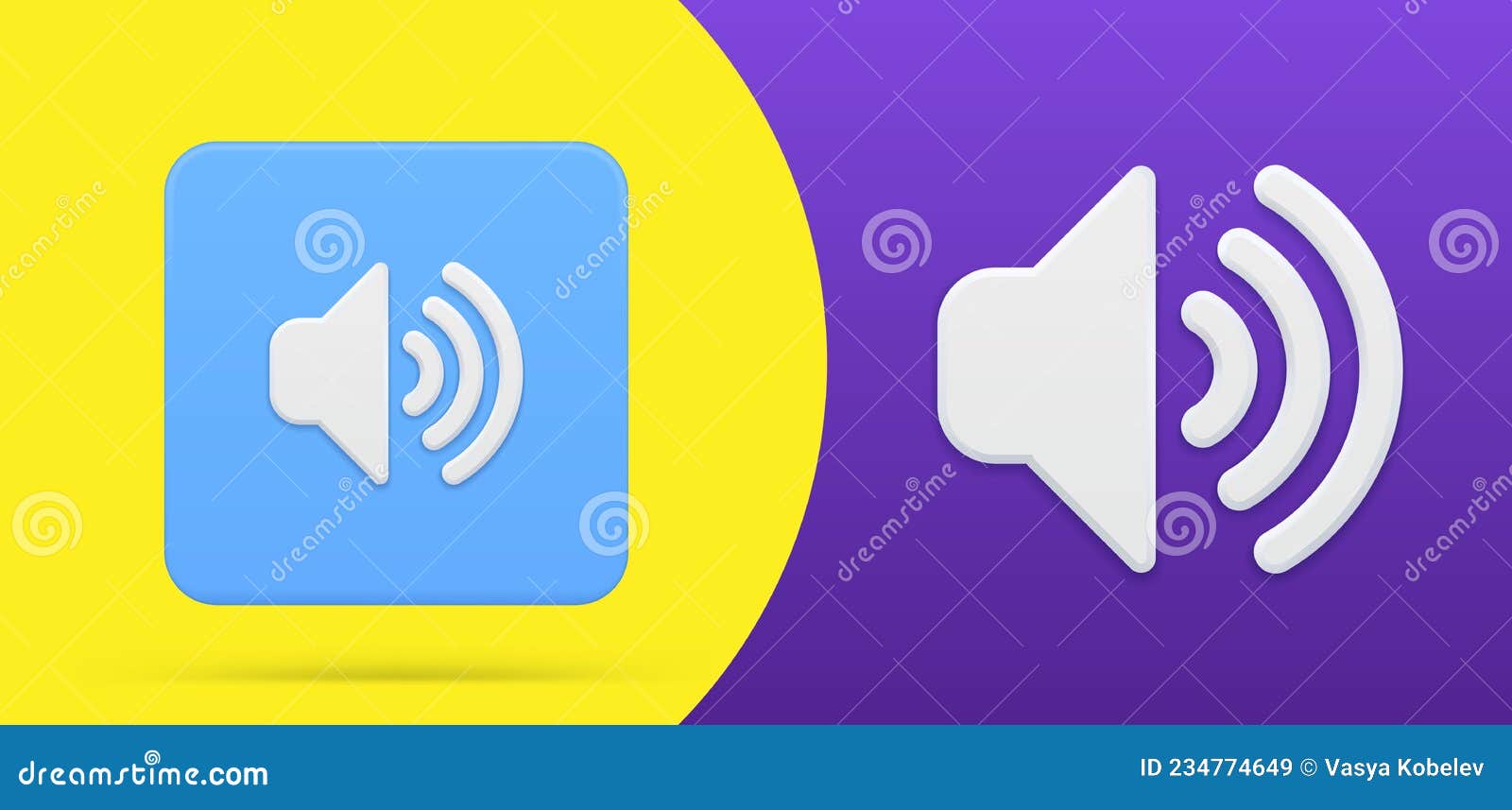 Loudspeaker Volume Sound User Interface Indicator Simple 3d Icon Button ...