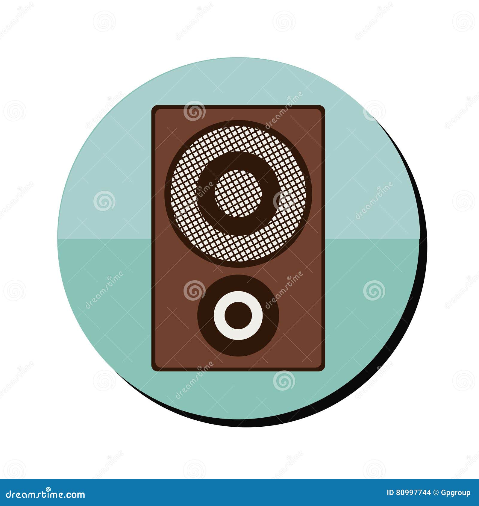 Loudspeaker in Wood Box in Round Frame Stock Vector - Illustration of ...