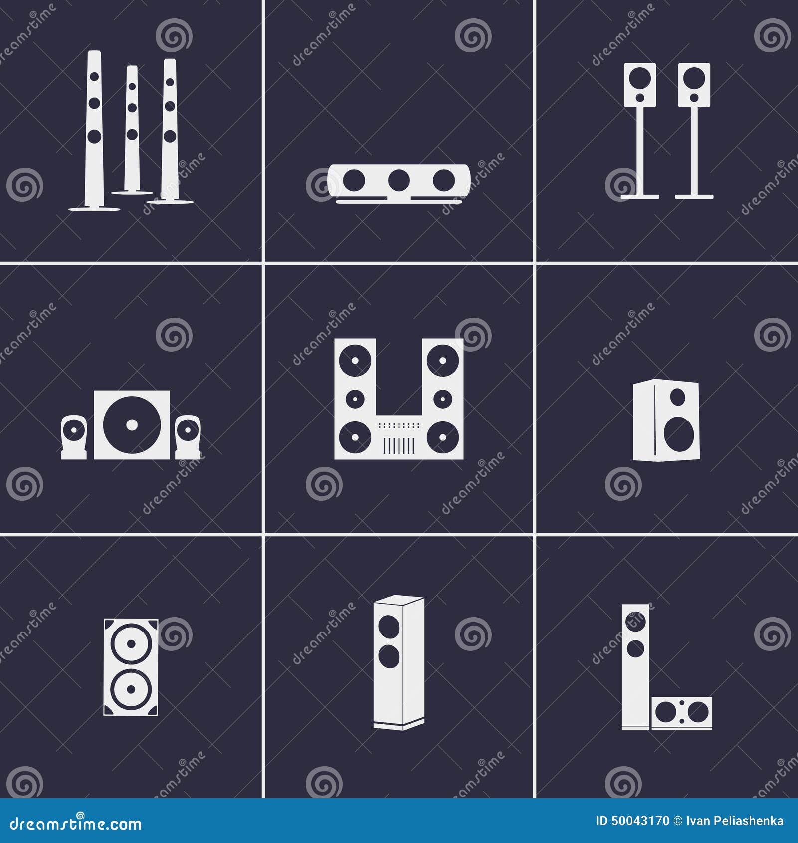 Loudspeakers icons stock illustration. Illustration of equipment - 50043170