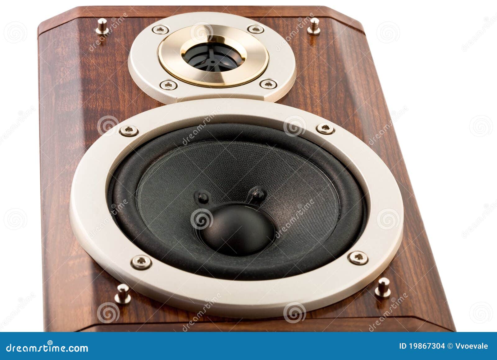 Loudspeakers in wooden box stock photo. Image of isolated - 19867304