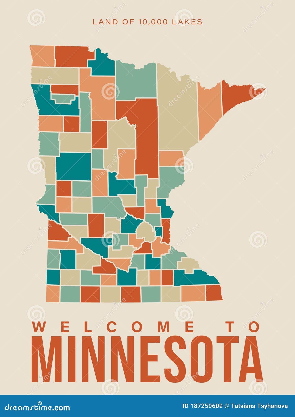 Minnesota Tourist Vector Poster with Landscapes, Sightseeing in Flat ...