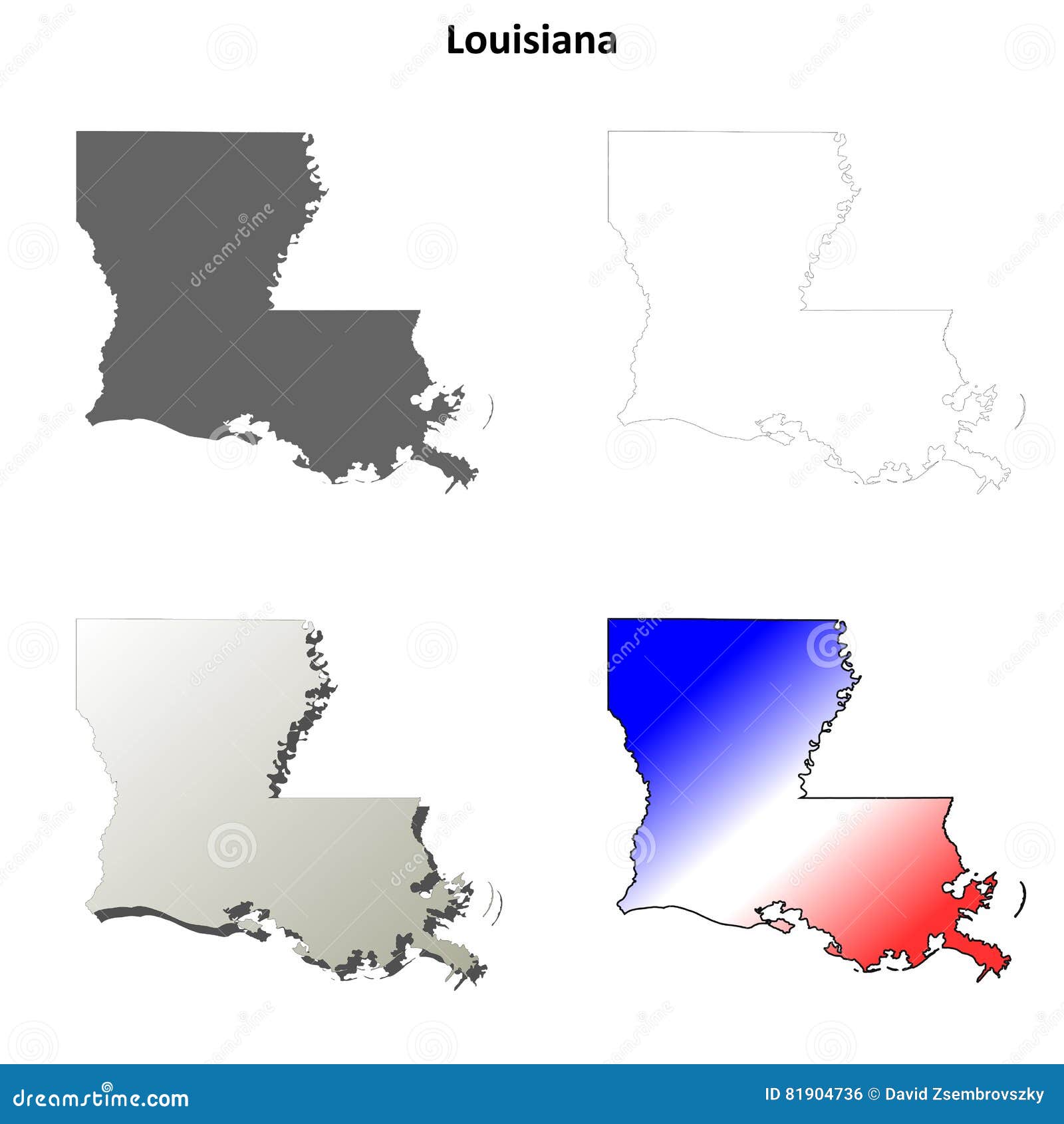 Louisiana outline map set stock vector. Illustration of outline - 81904736