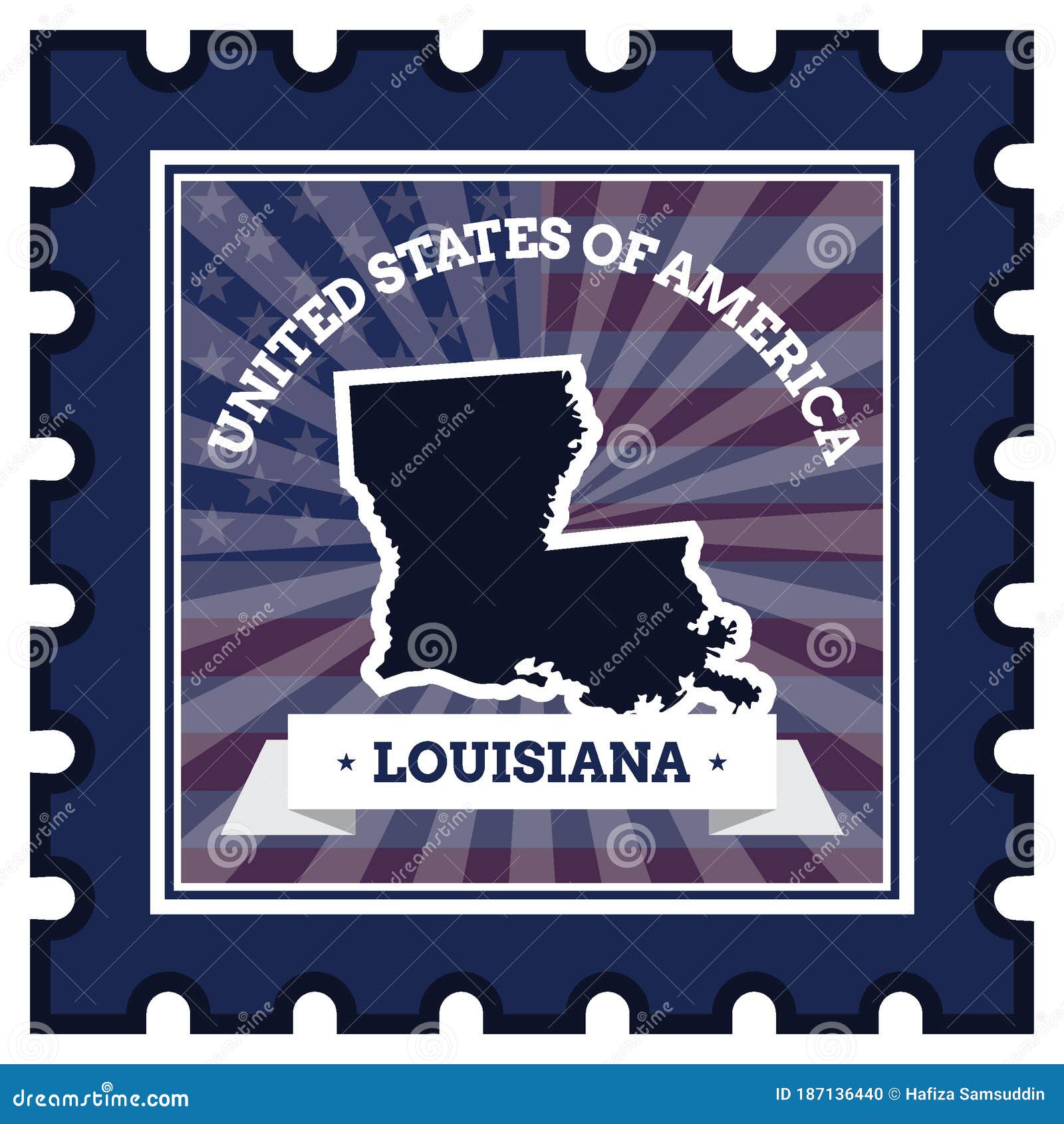 Louisiana Postage Stamp. Vector Illustration Decorative Design Stock ...