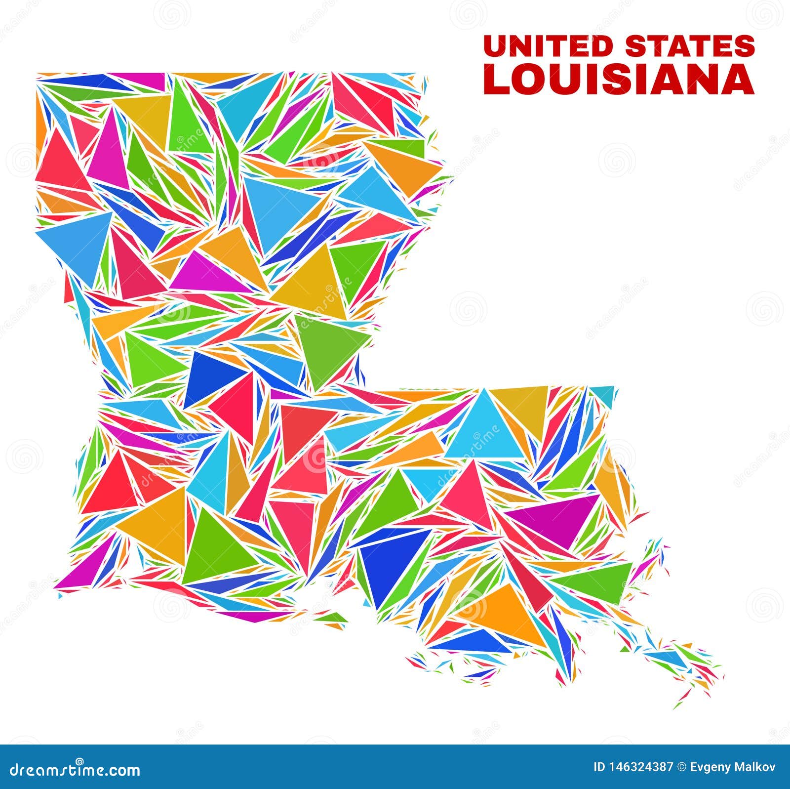 Louisiana State Map - Mosaic of Color Triangles Stock Vector ...