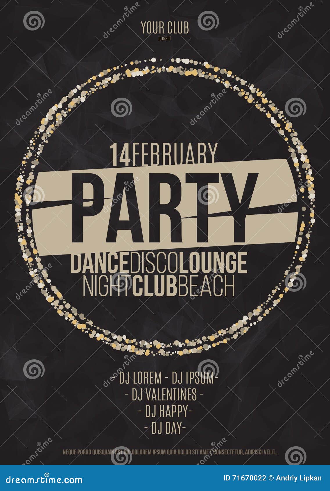 Lounge Bar Party Poster Vector Background with Golden Circles Stock ...