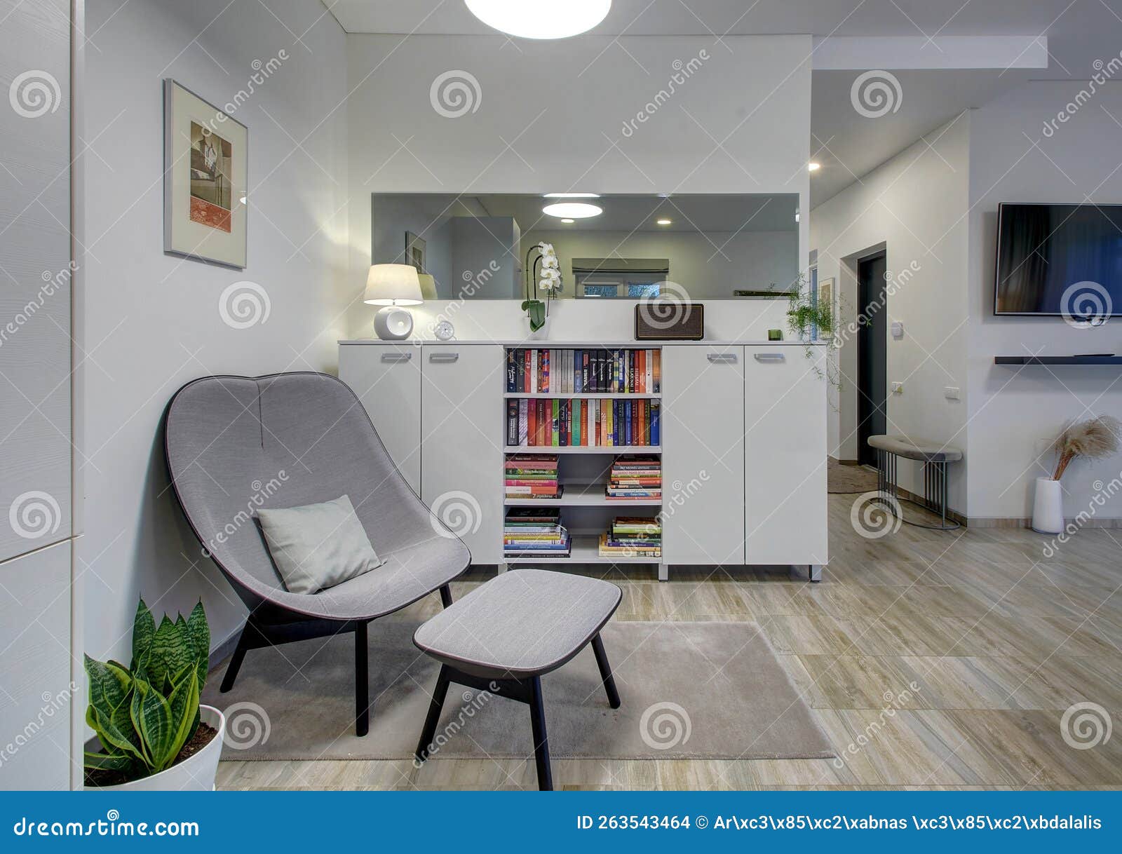 Lounge corner with library editorial stock image. Image of carpet ...