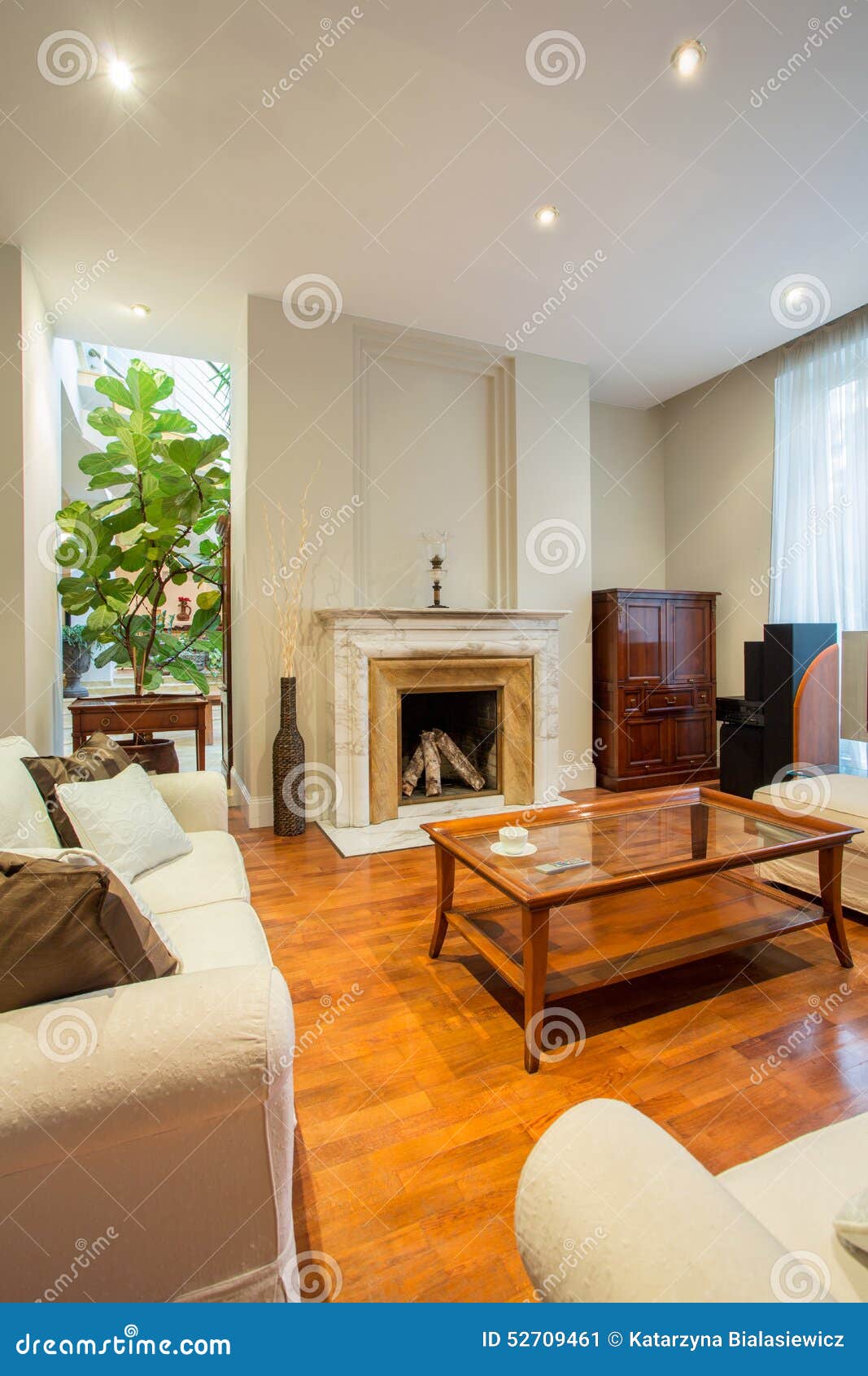 Lounge with fireplace stock image. Image of comfortable - 52709461