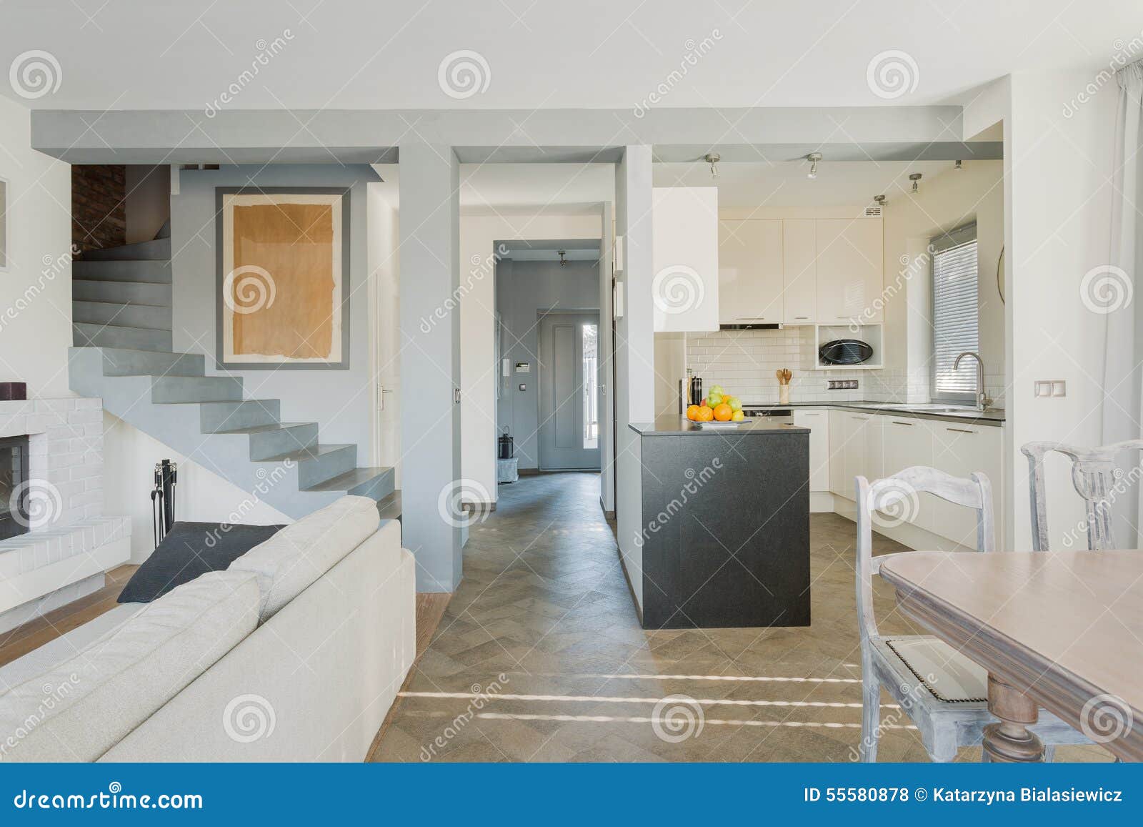 Lounge and kitchen stock photo. Image of date, contemporary - 55580878