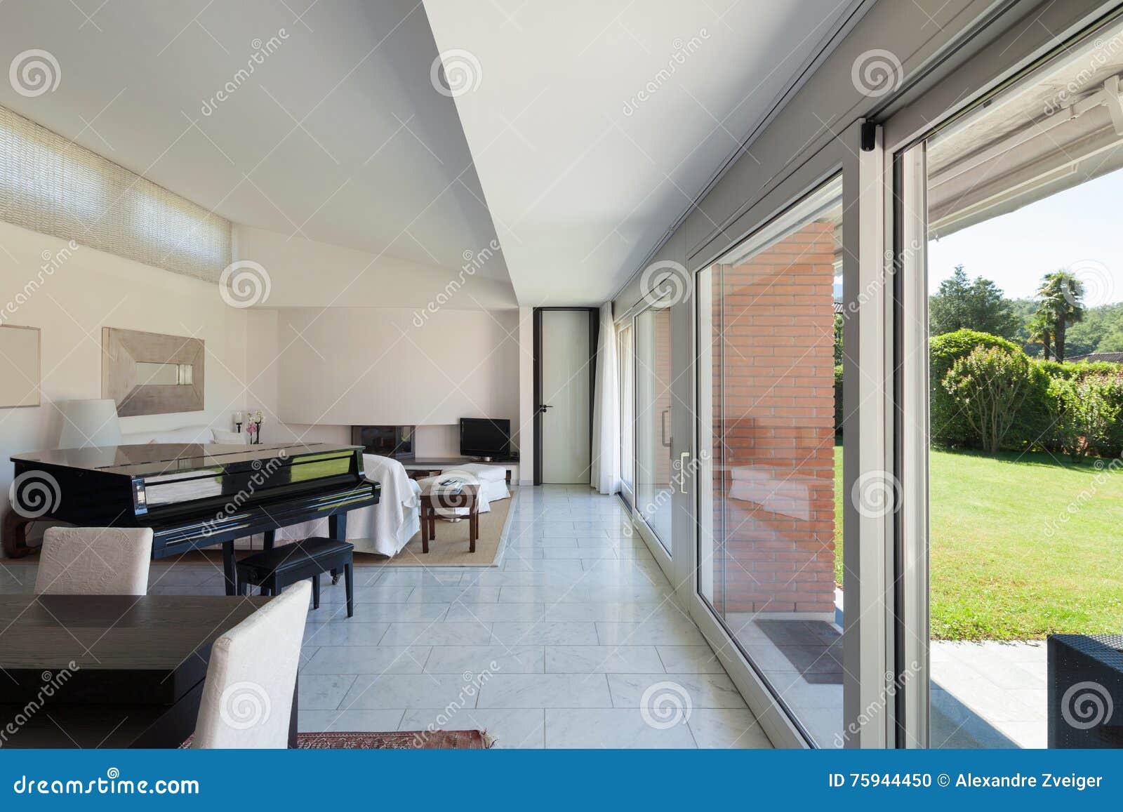 Lounge of a modern house stock photo. Image of perspective - 75944450