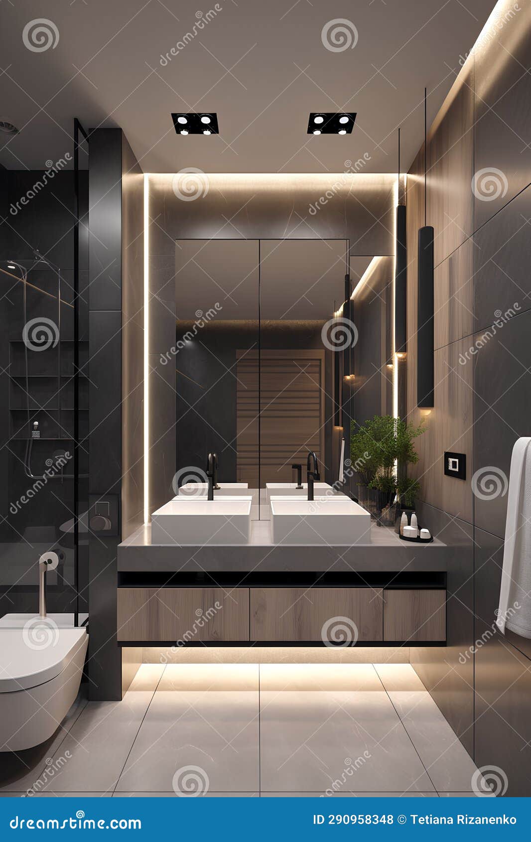 Lounge Style Interior of Bathroom in Modern House Stock Illustration ...