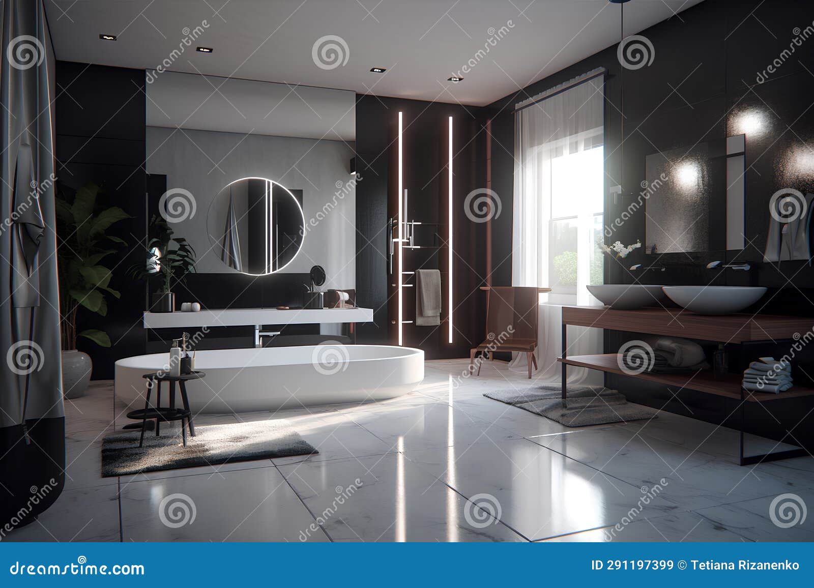 Lounge Style Interior of Bathroom in Modern House Stock Illustration ...