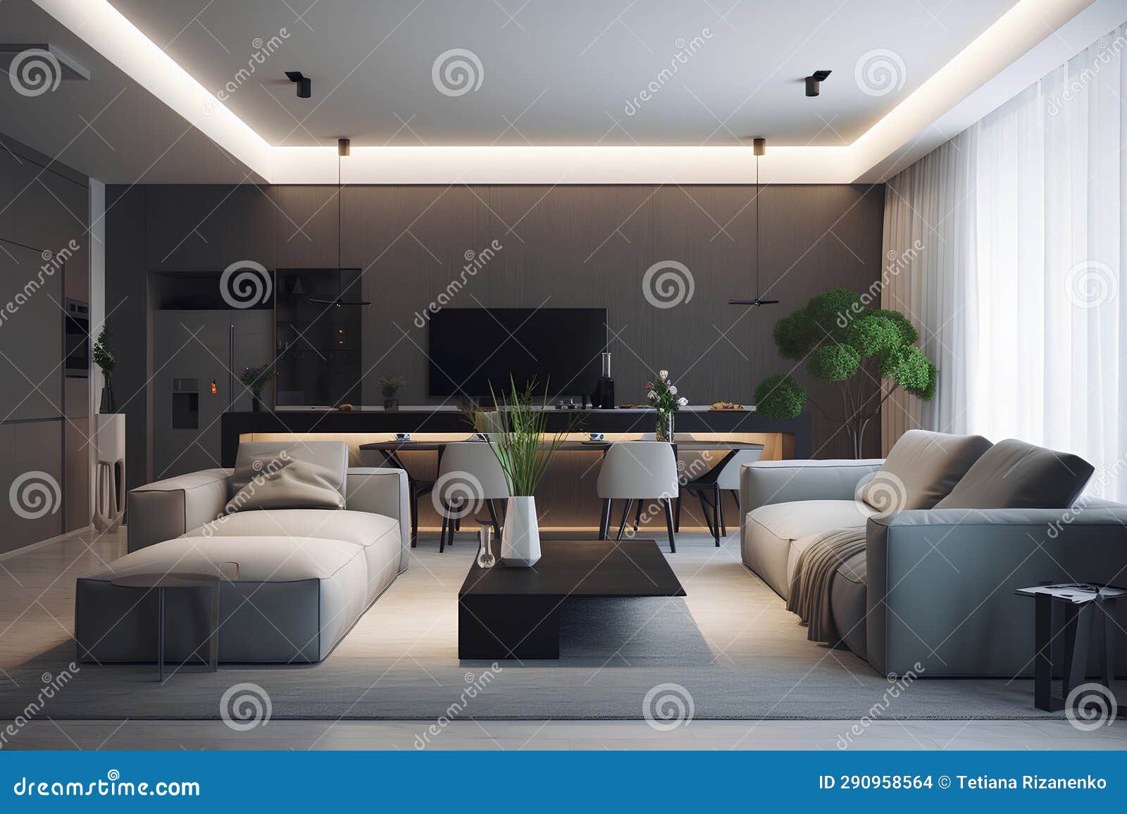 Lounge Style Interior of Living Room in Modern House Stock Illustration ...
