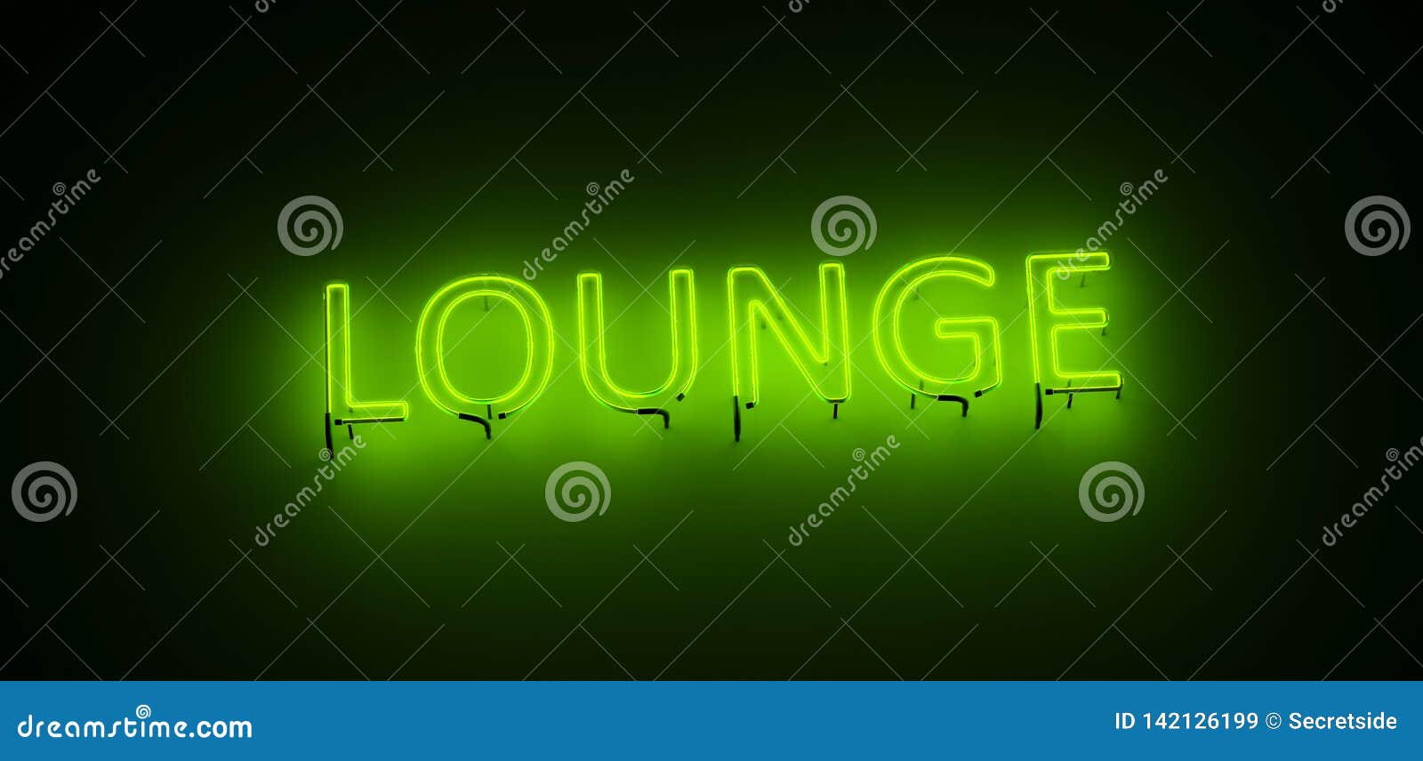 Lounge title in green neon stock illustration. Illustration of dark ...