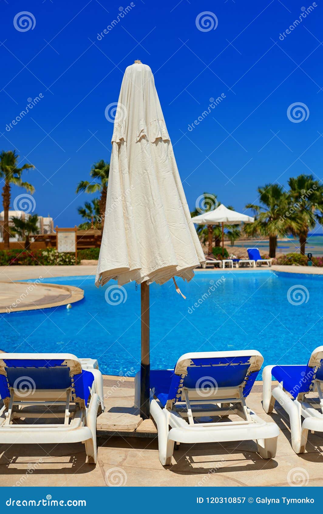 Lounger by the Pool on a Bright Sunny Summer Day at the Hotel Stock ...