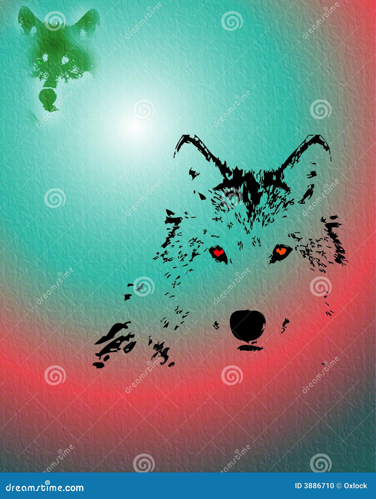 Loup avec les yeux rouges illustration stock. Illustration du prédateur ...