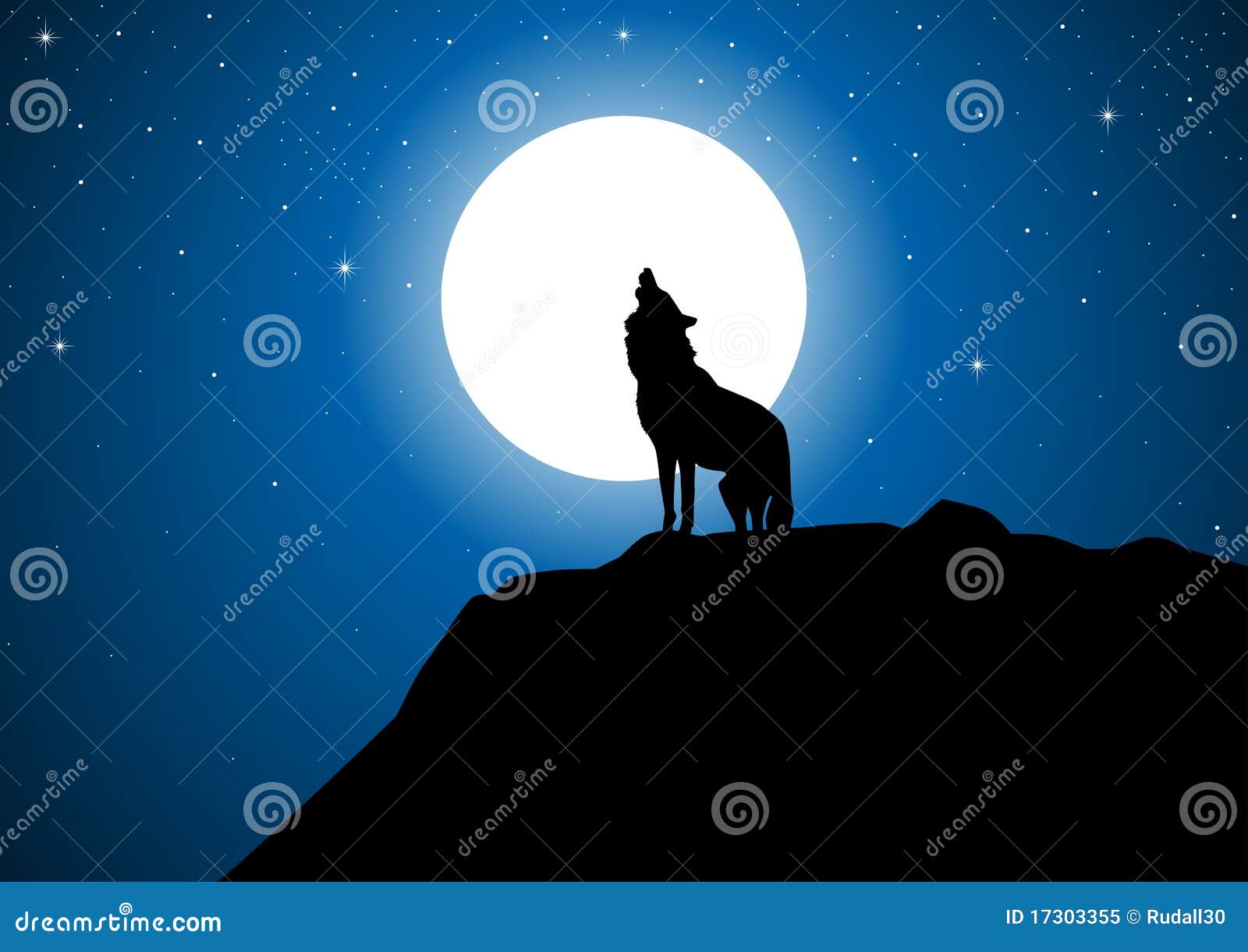 Loup et pleine lune illustration de vecteur. Illustration du mammifère ...