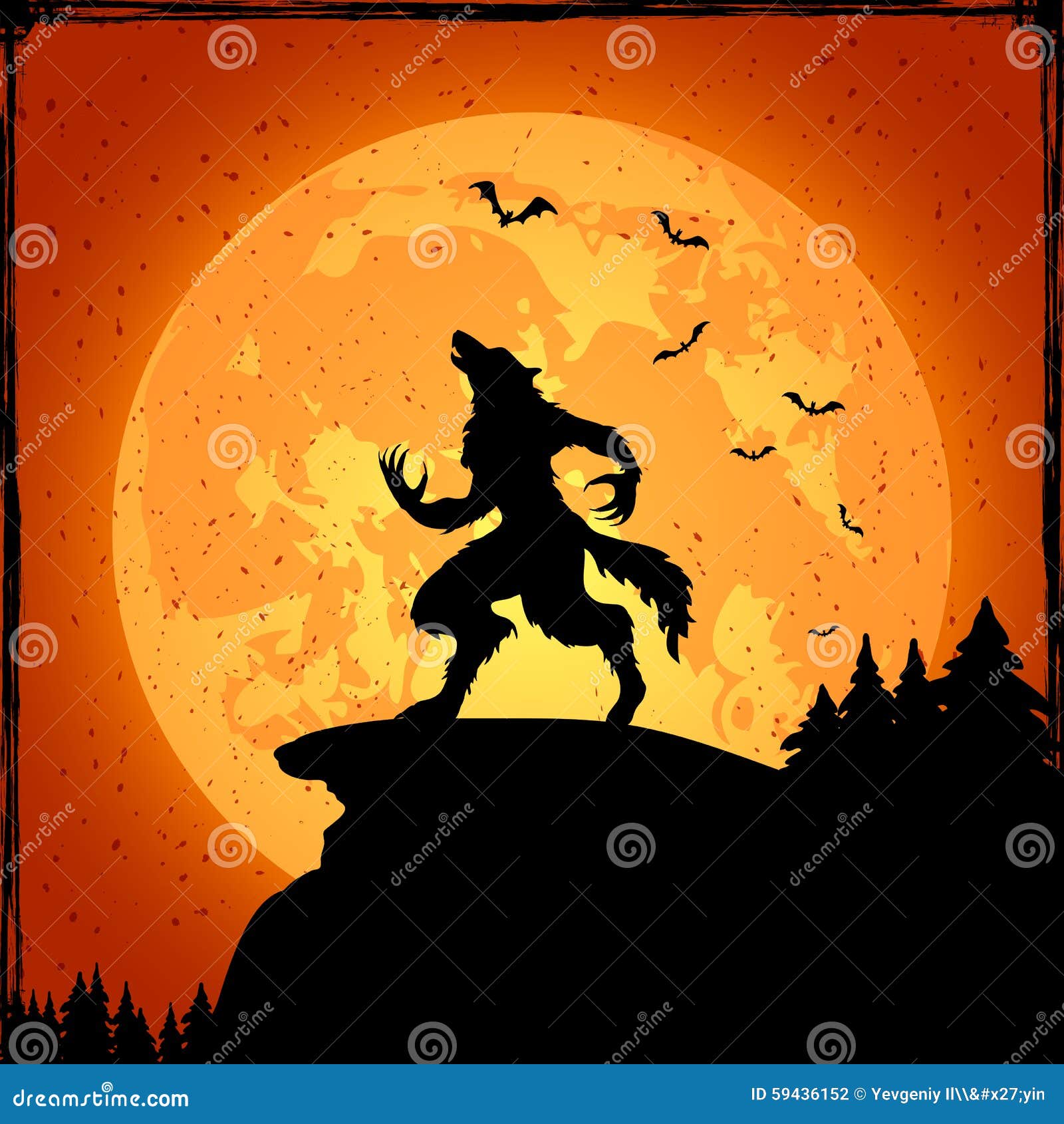 Loup-garou Sur Le Fond Orange Illustration de Vecteur - Image: 59436152