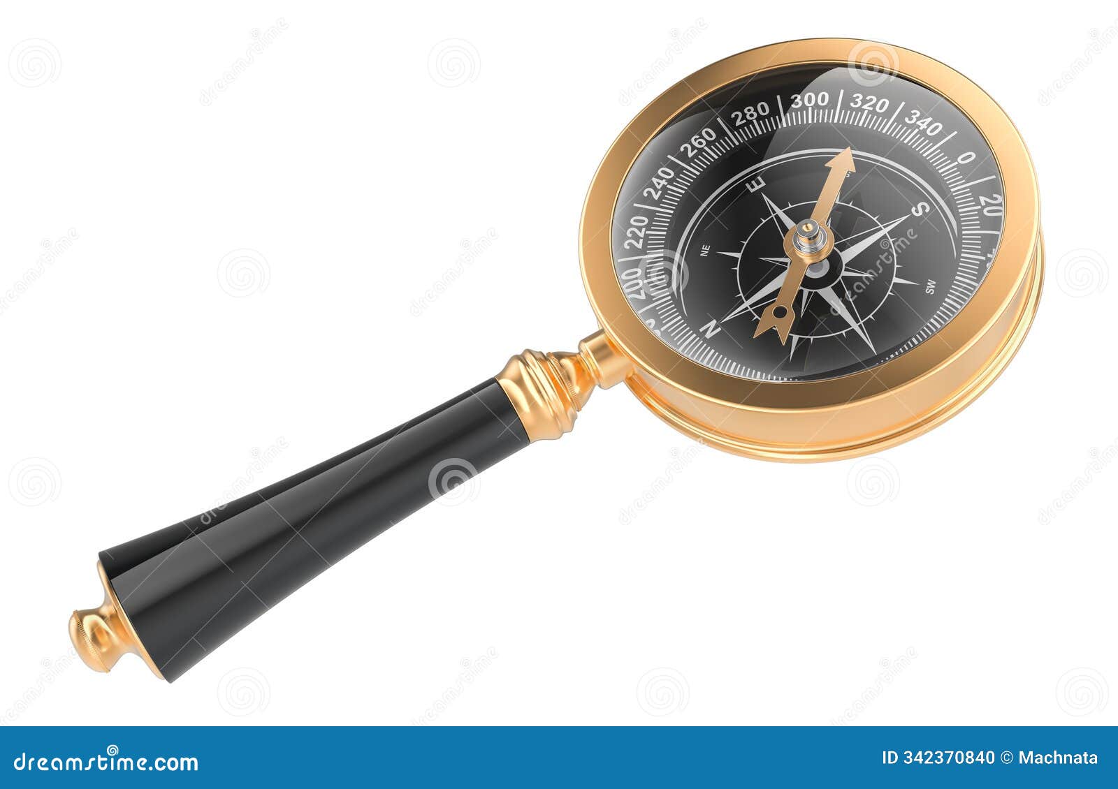 Magnetic Compass With Needle Pointing North Pole, Orientation Or ...