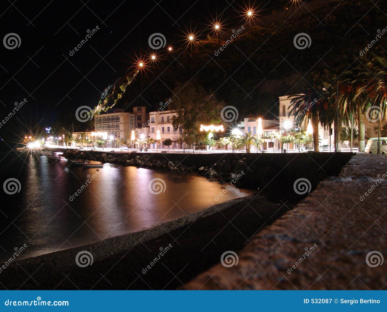 Loutraki Seaside in the Night Stock Image - Image of lights, greece: 532087