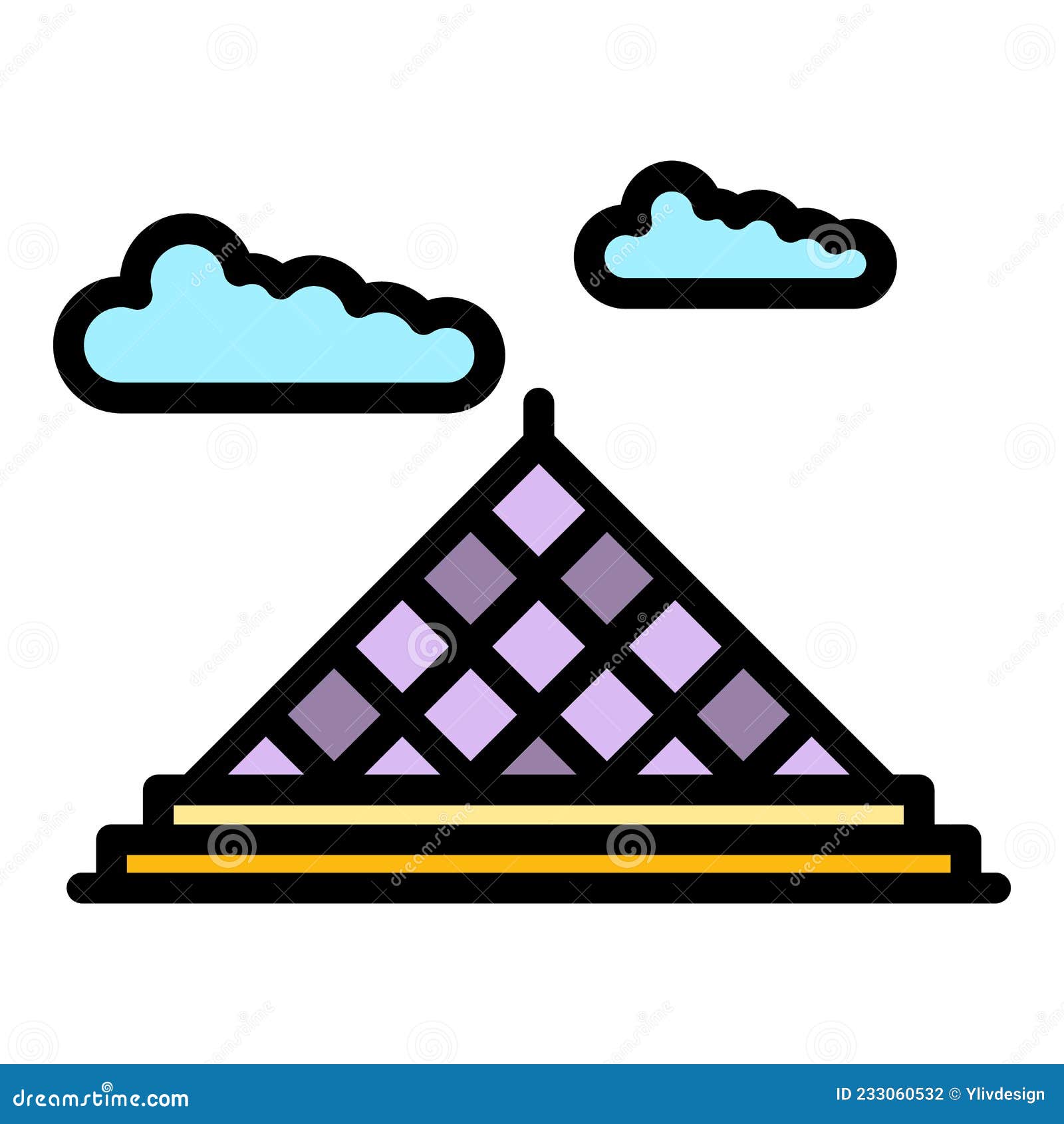 Louvre Museum Icon Color Outline Vector | CartoonDealer.com #233060532