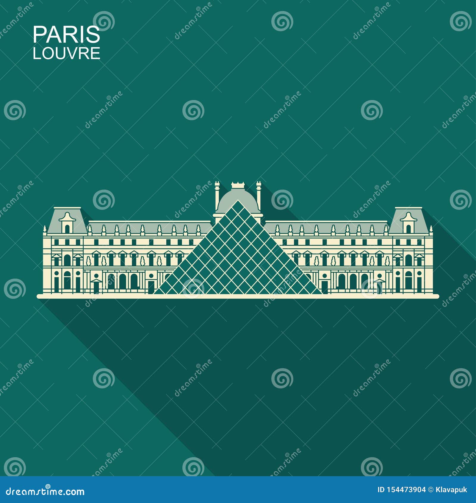 Louvre in Paris Vector Flat Icon with Long Shadow Editorial Stock Image ...