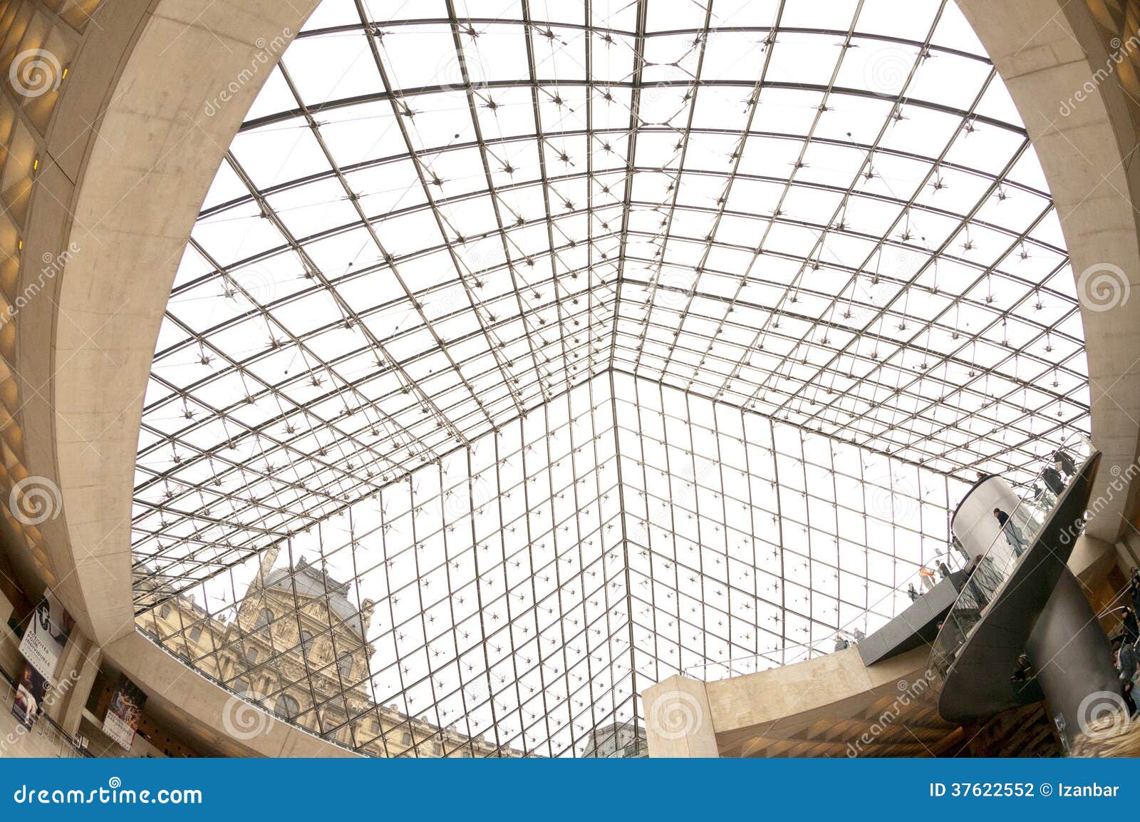 Louvre pyramid from inside editorial photography. Image of inside ...