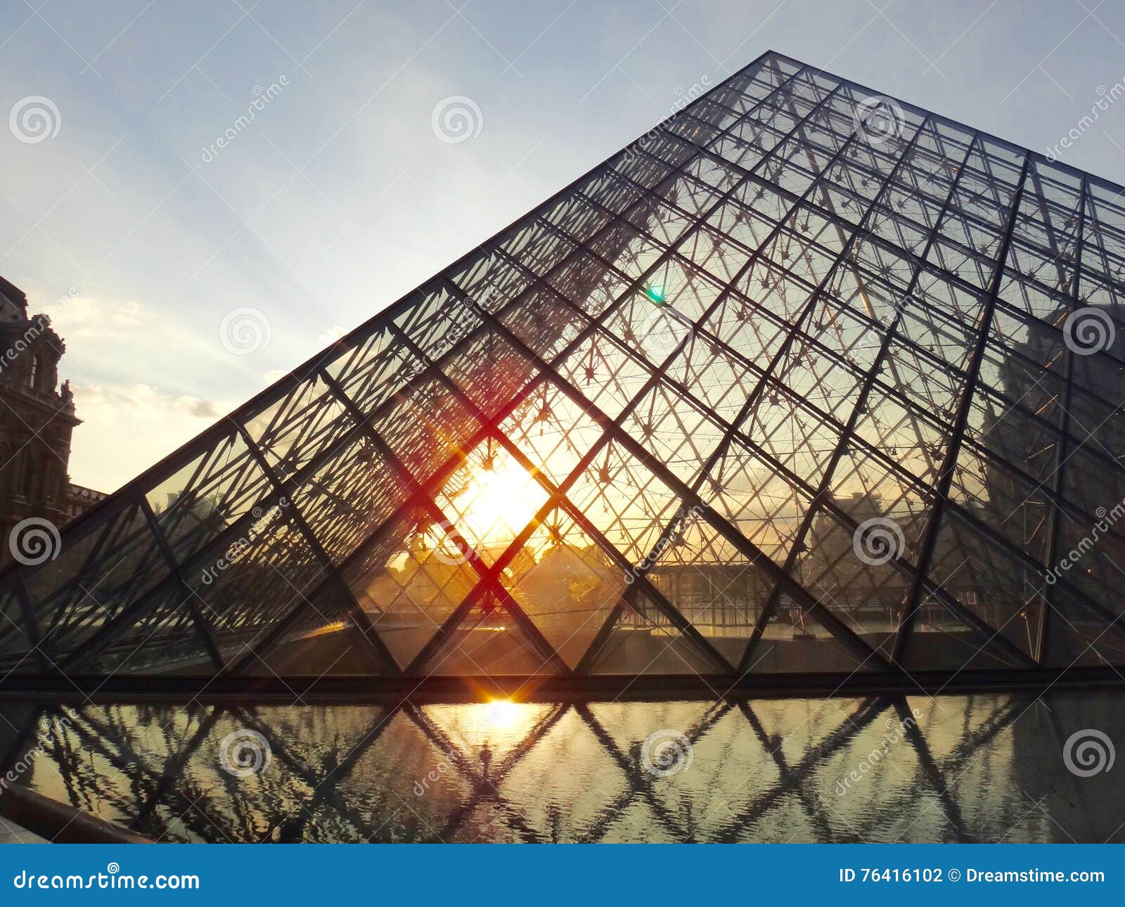 Louvre Pyramid during a Sunset in Paris Editorial Photography - Image ...