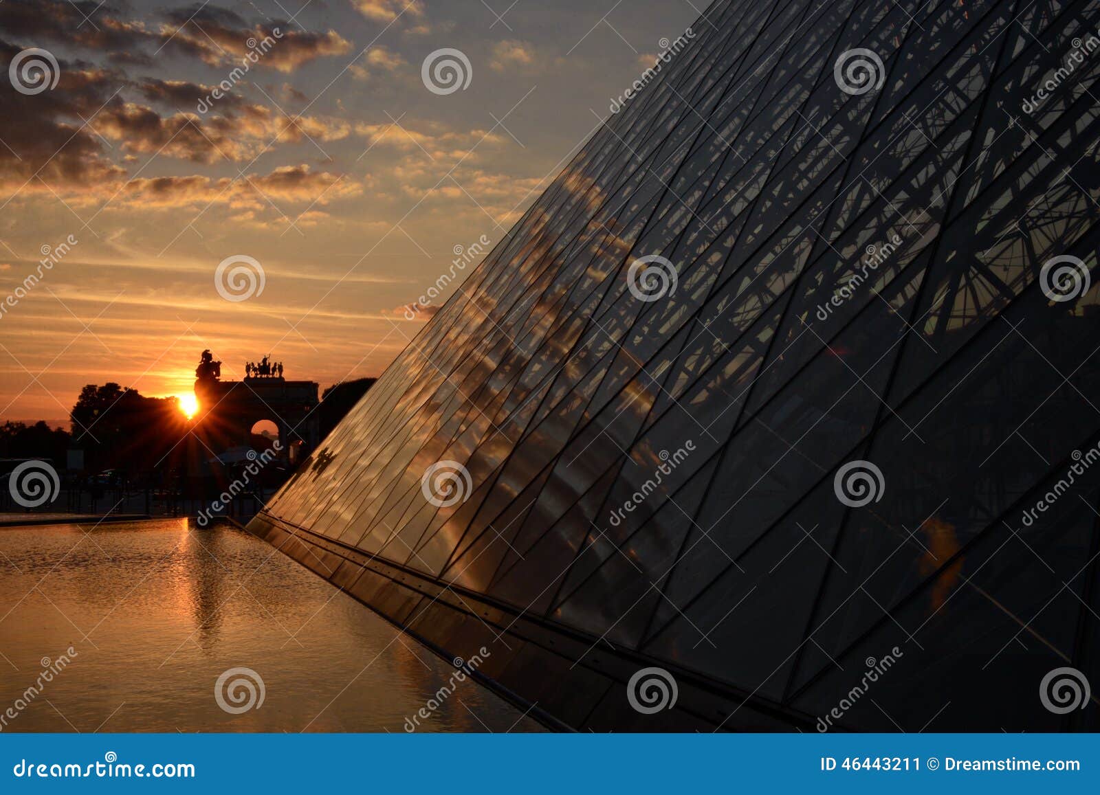 Louvre Pyramid At Sunset Editorial Photo | CartoonDealer.com #46443211