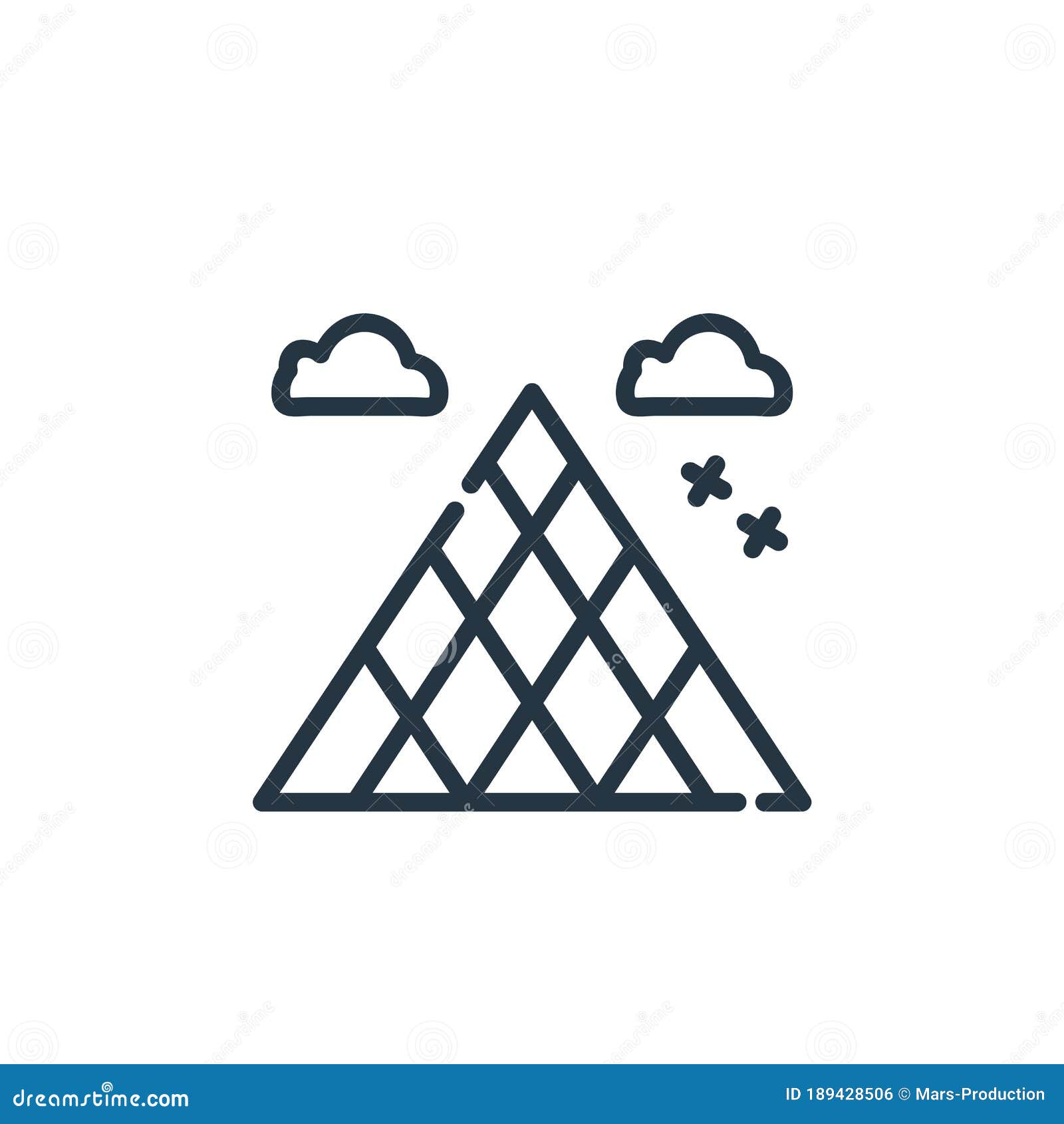 Line Louvre Glass Pyramid Icon Isolated On Black Background. Louvre ...