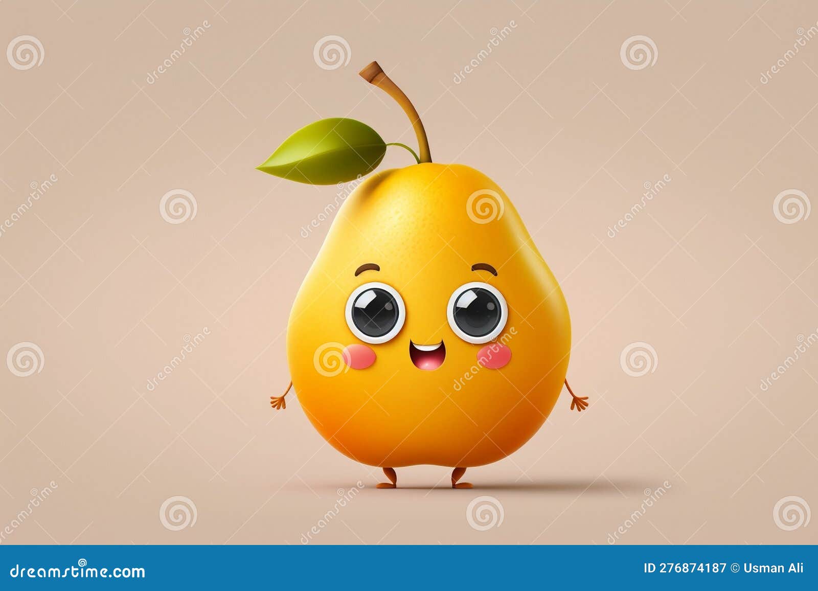 A Lovable Cartoon Character of a Mango Fruit. AI Stock Illustration ...