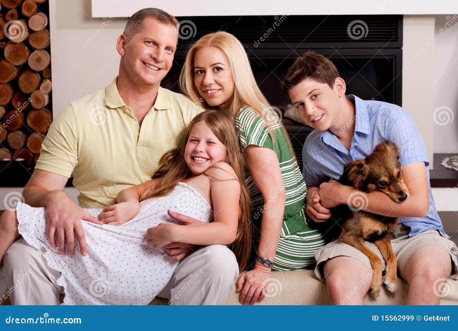 Lovable family of five stock image. Image of daughter - 15562999